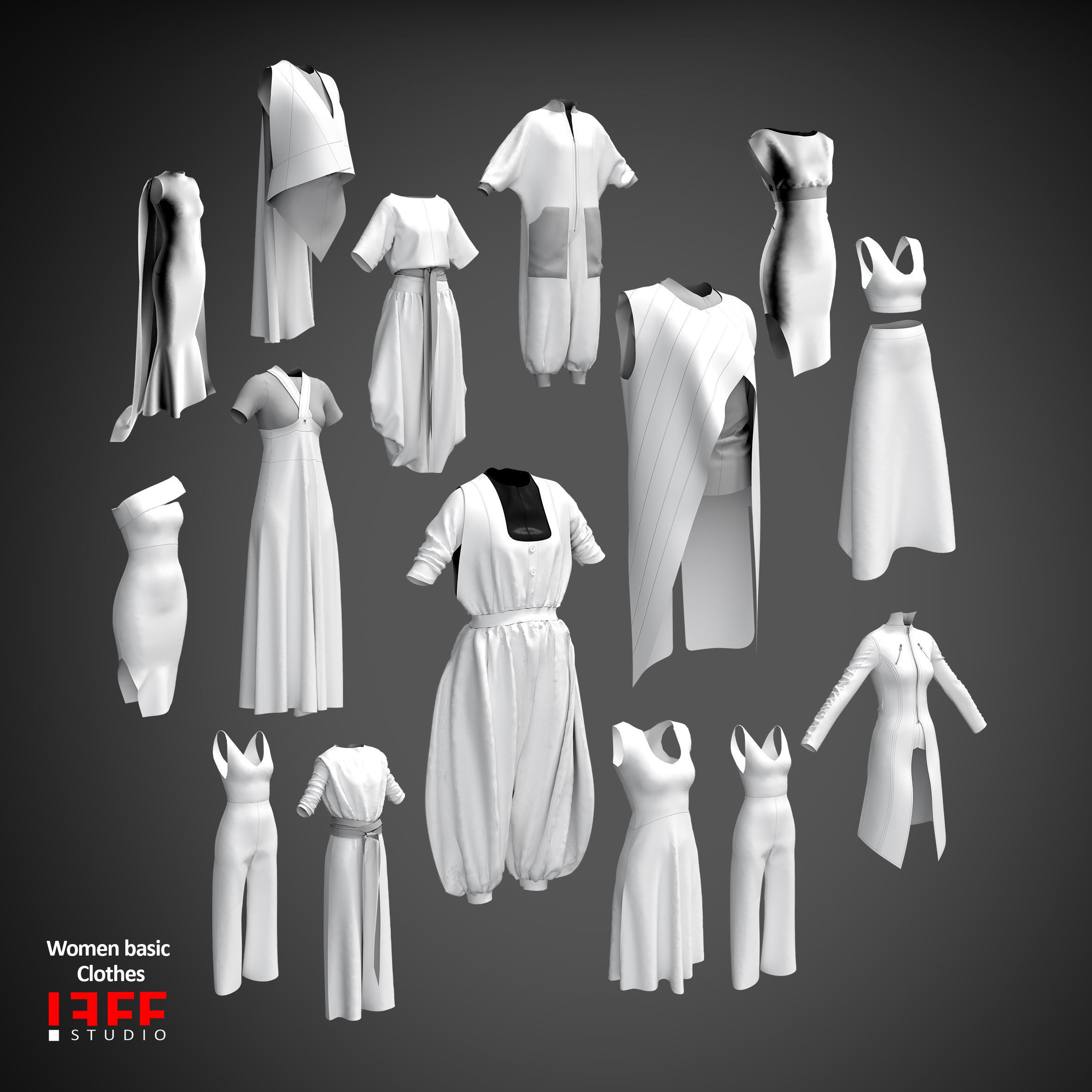 3D model 93 BASIC CLOTHES AND ACCESSORIES MODELS VR / AR / low-poly ...