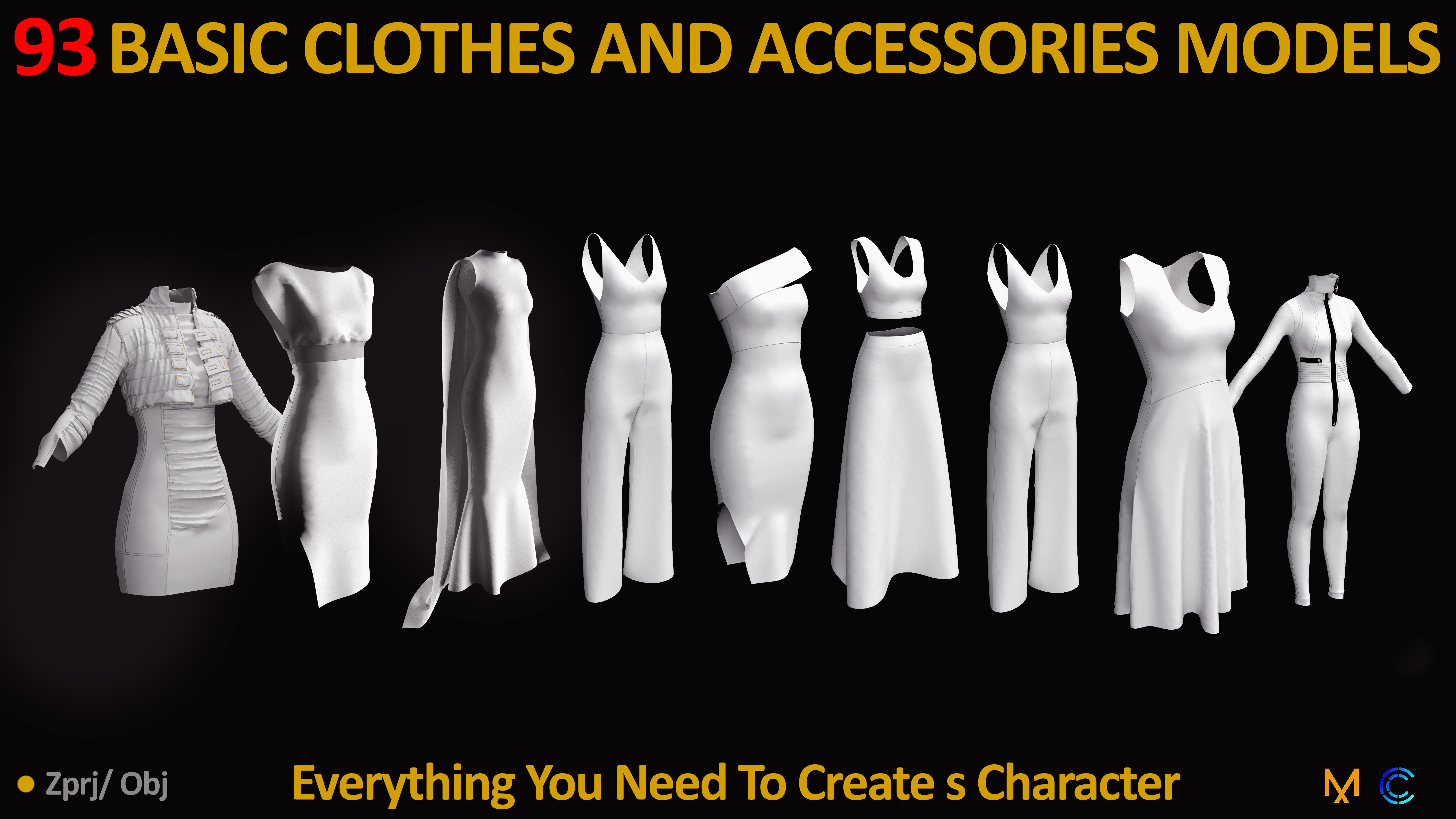 3D model 93 BASIC CLOTHES AND ACCESSORIES MODELS VR / AR / low-poly ...