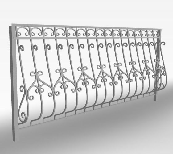 Wrought iron balcony railing 3D model gltf obj 3D model | CGTrader