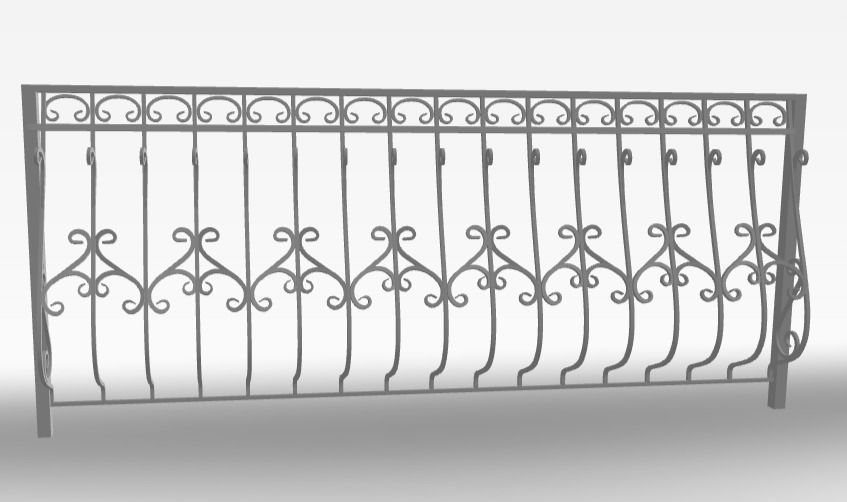 Wrought iron balcony railing 3D model gltf obj 3D model | CGTrader