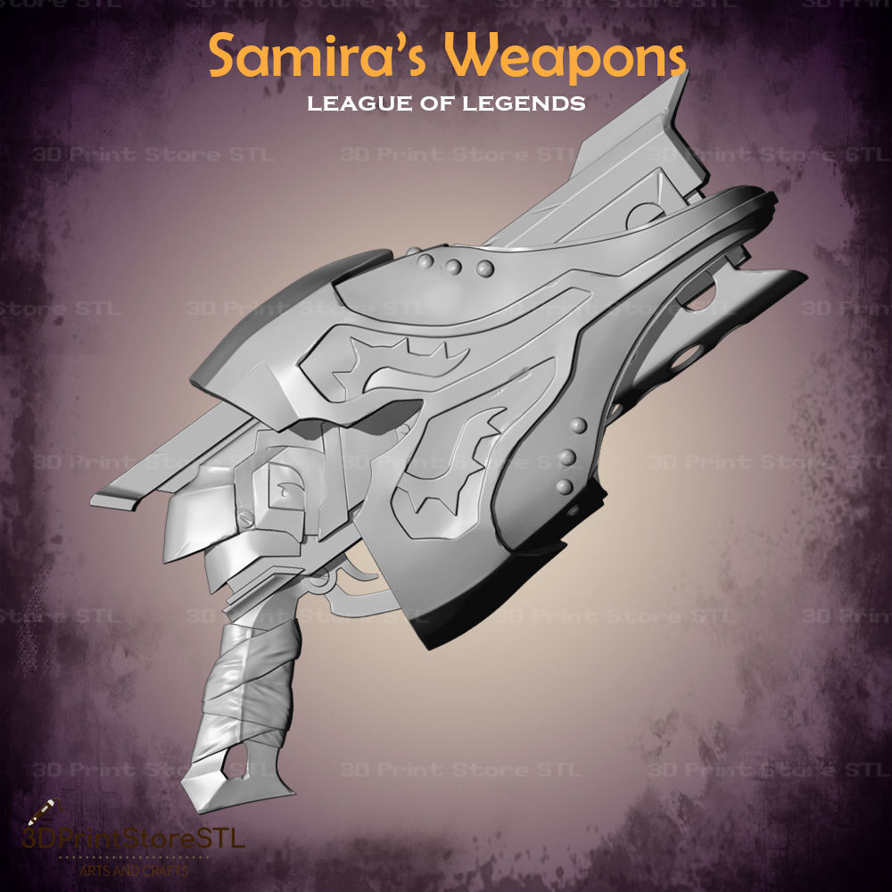 Samira Weapon Cosplay League of Legends - STL File 3D model 3D ...