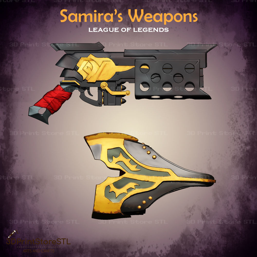 Samira Weapon Cosplay League of Legends - STL File 3D model 3D ...