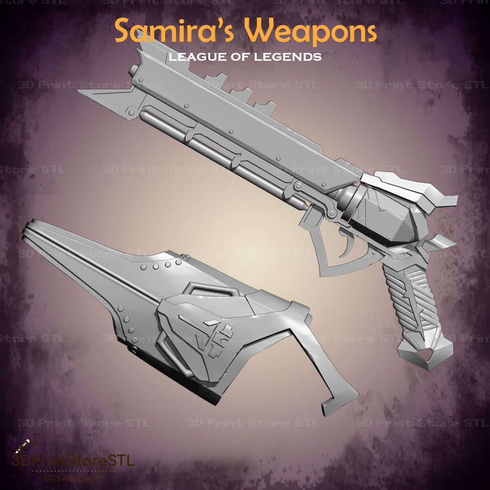Samira Weapon Cosplay League of Legends - STL File 3D model 3D ...
