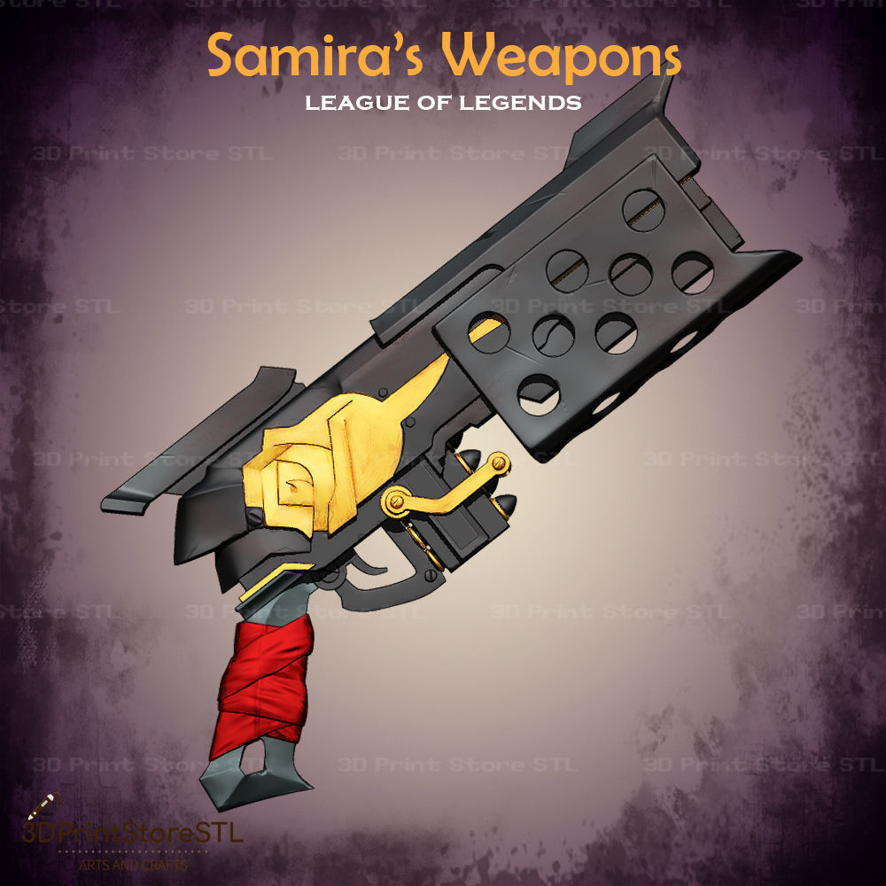 Samira Weapon Cosplay League of Legends - STL File 3D model 3D ...