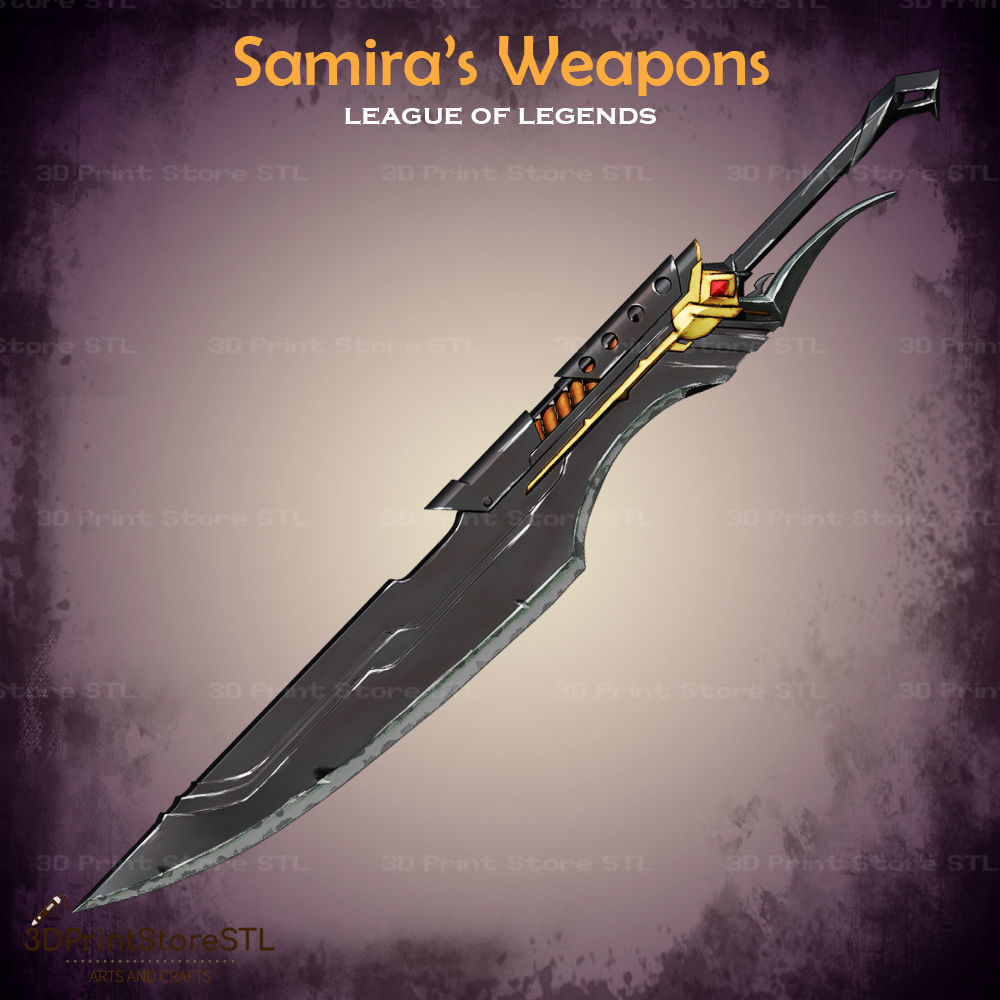 Samira Weapon Cosplay League of Legends - STL File 3D model 3D ...