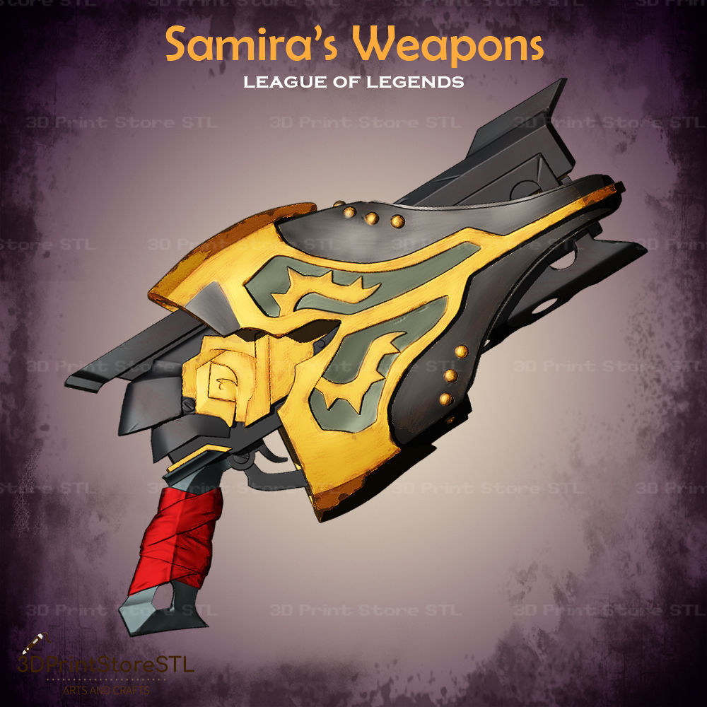 Samira Weapon Cosplay League of Legends - STL File 3D model 3D ...