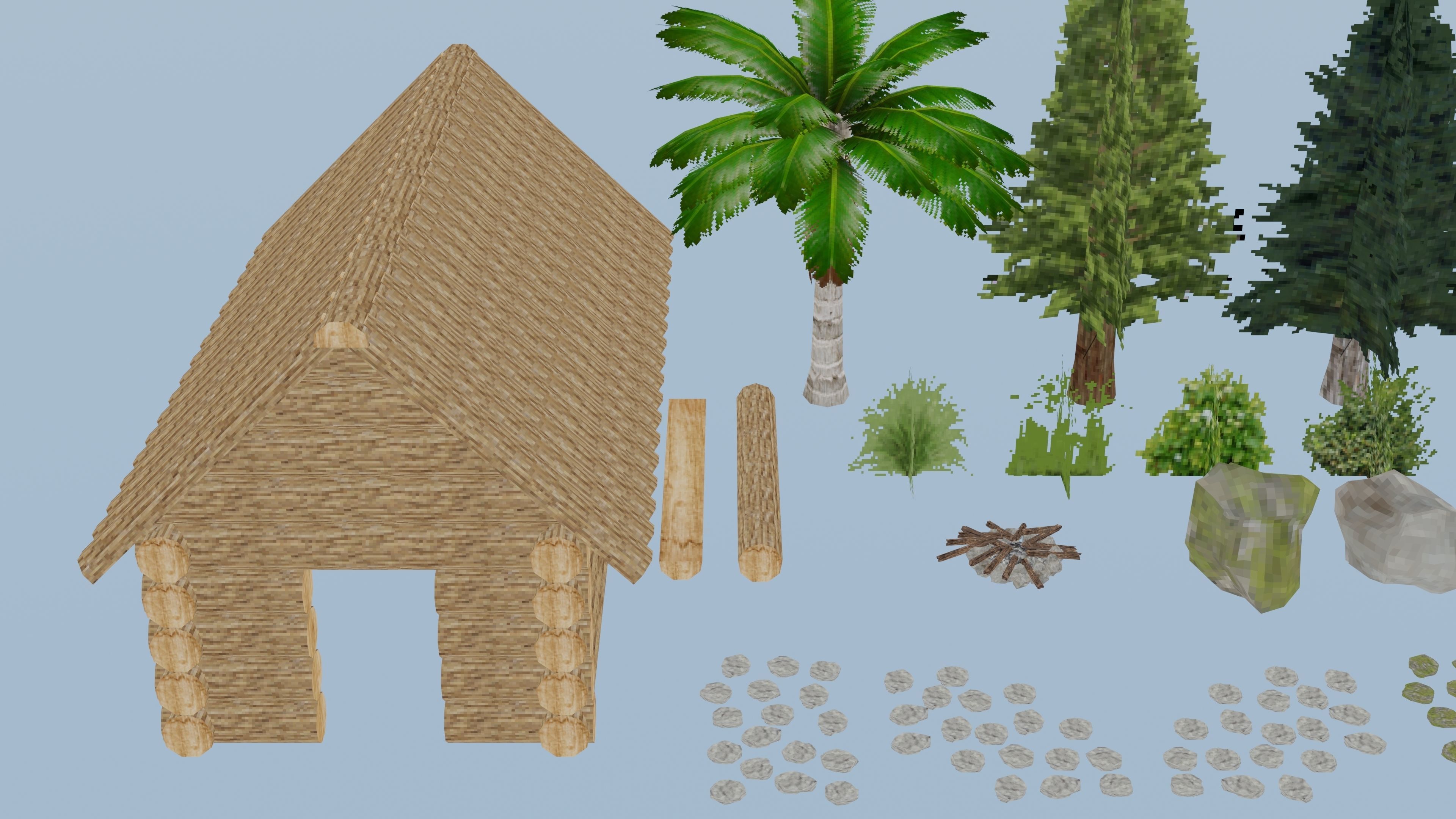3D model PS1-Style Nature-Vegetation Kit VR / AR / low-poly | CGTrader