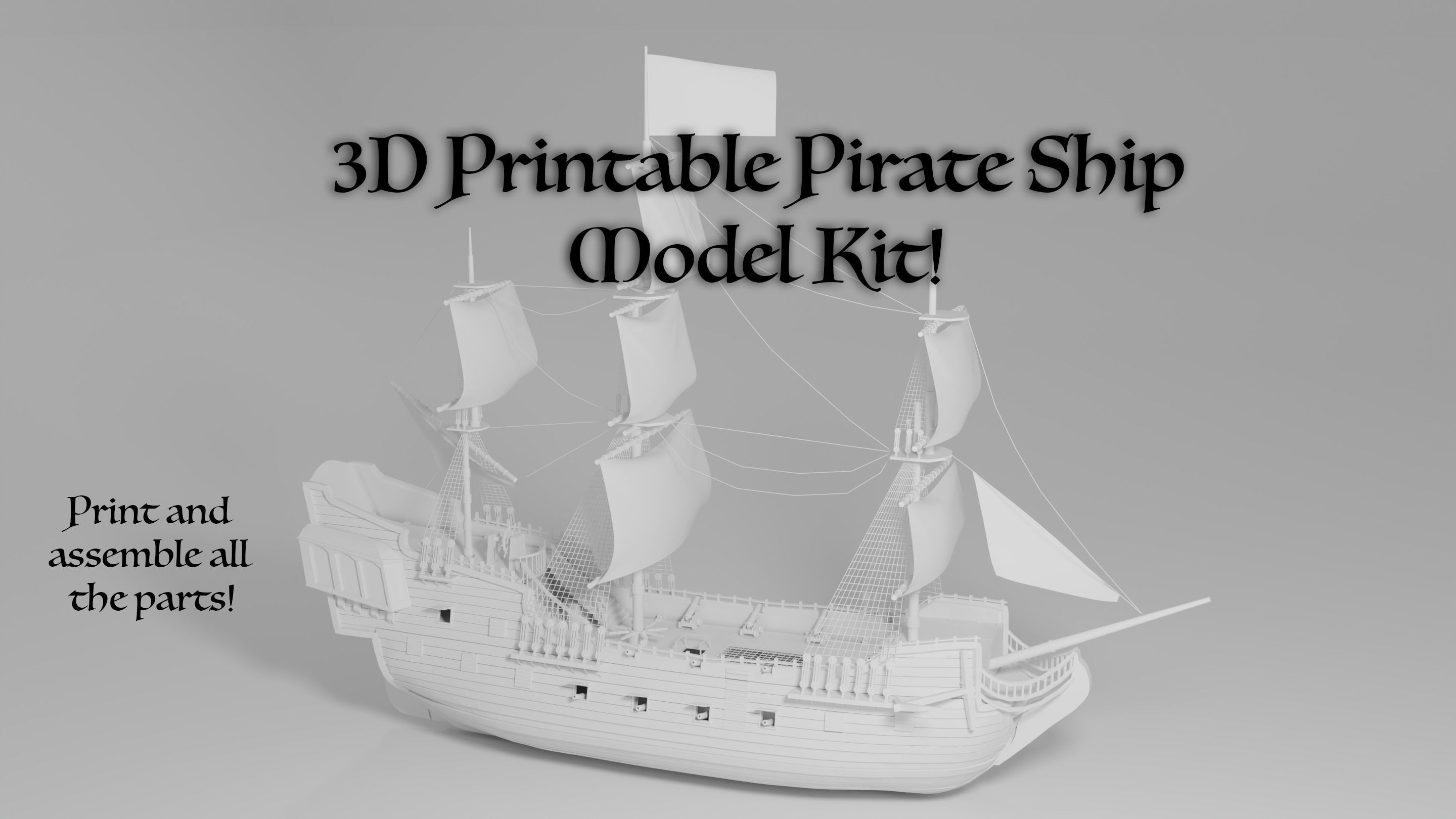 Fully 3D Printable Pirate Ship 3D model 3D printable | CGTrader