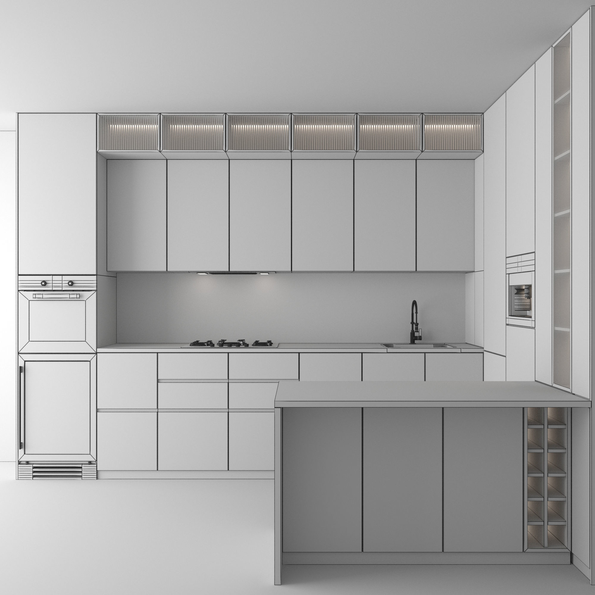 Kitchen Modern 107 - Corner Kitchen 3D model | CGTrader