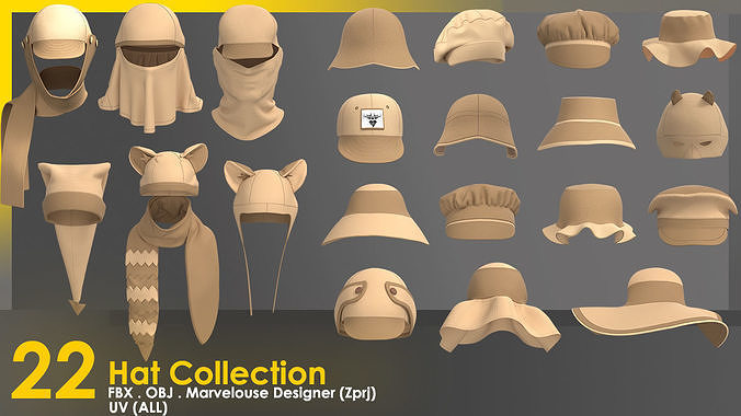 22 HAT COLLECTION - MALE AND FEMALE 3D model | CGTrader