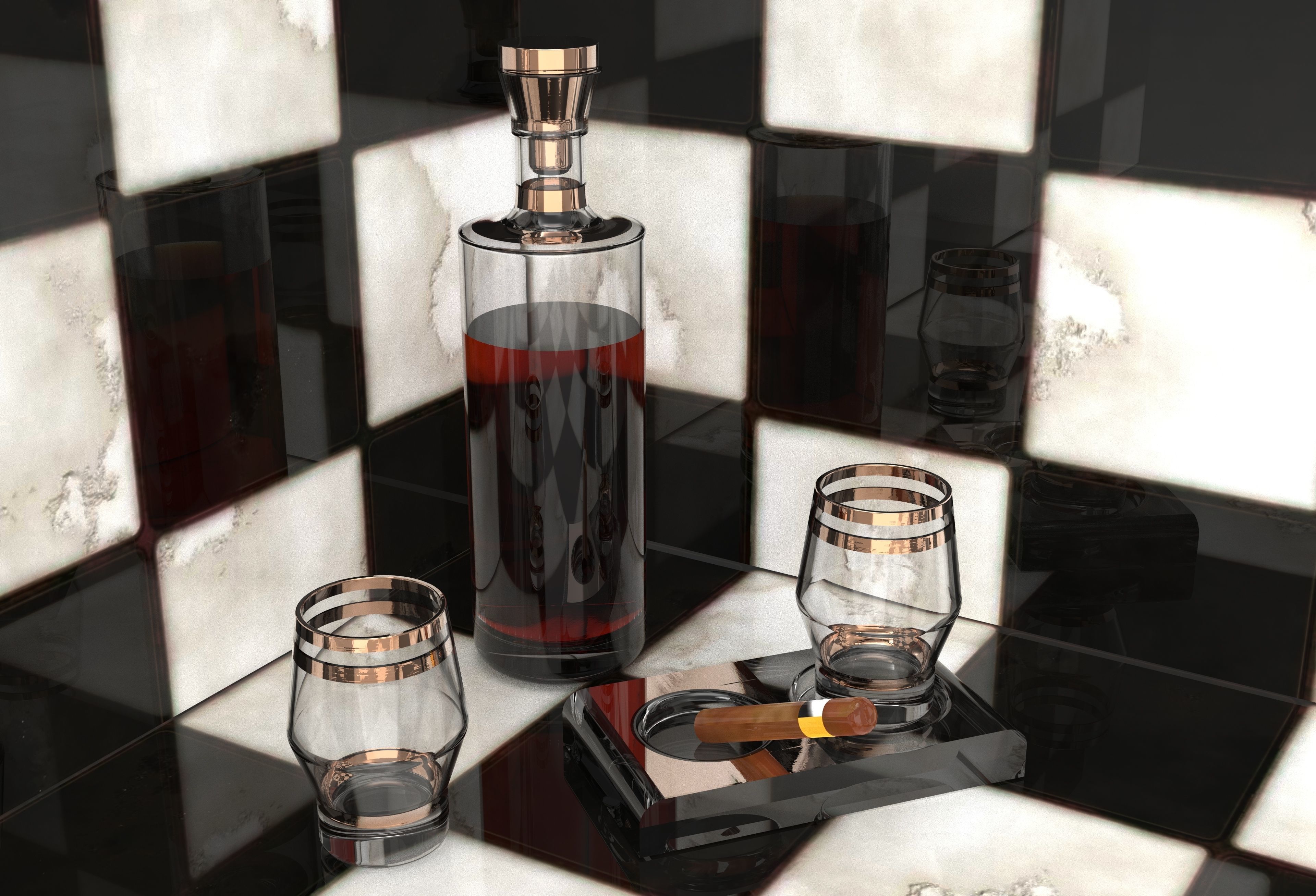 3D model 3D Whiskey Set Model VR / AR / low-poly | CGTrader