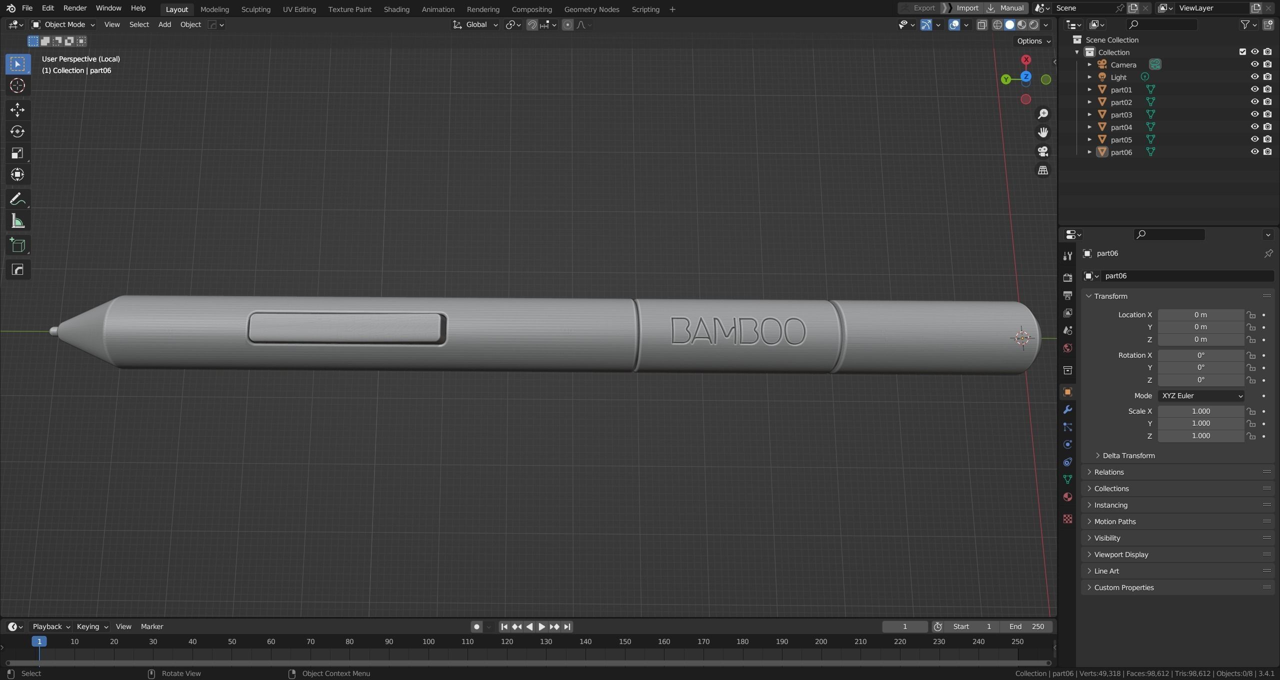 WACOM BAMBOO PEN CTL-670 free 3D model | CGTrader
