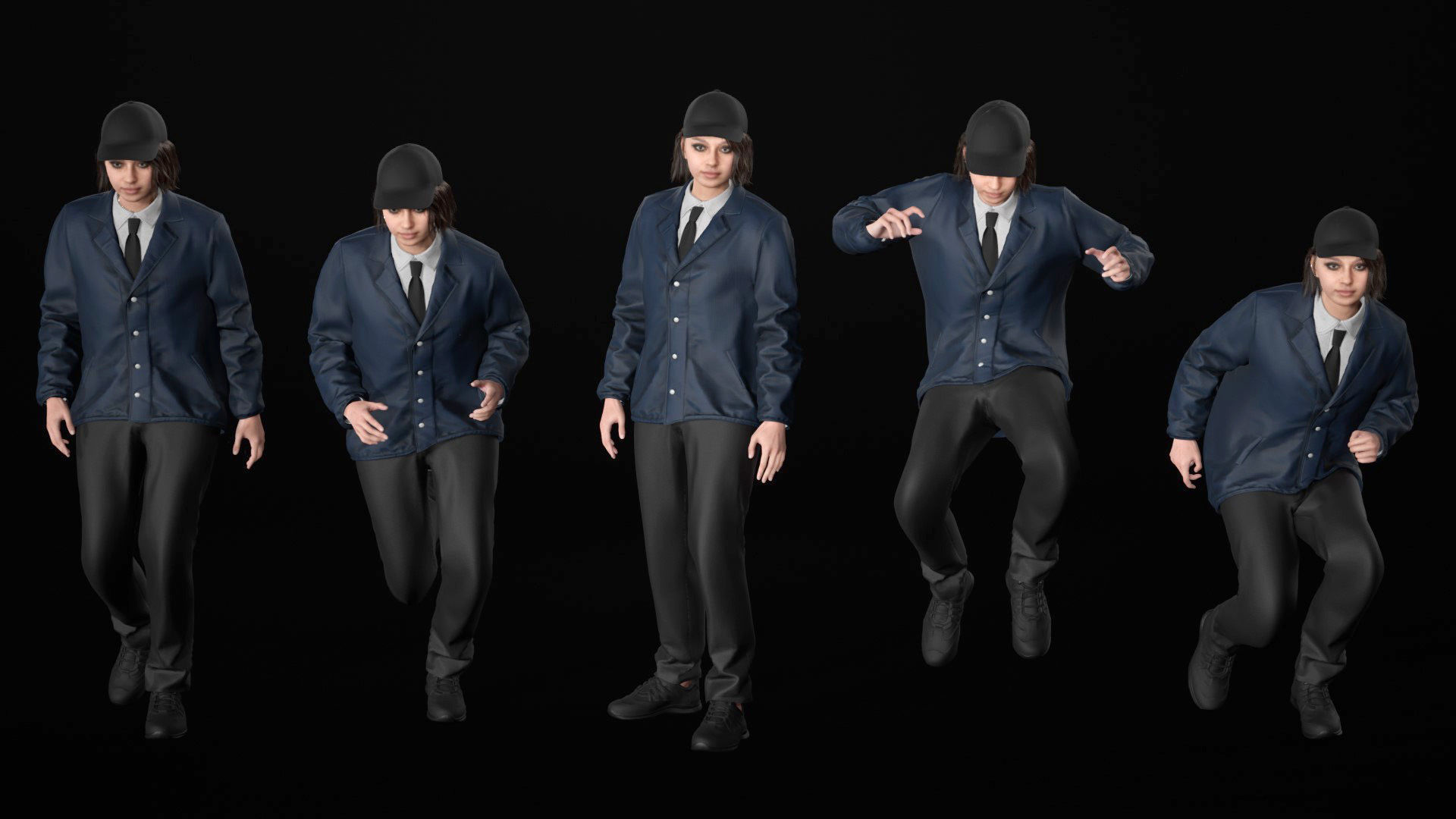3D model Woman - Agent Outfit - Modular - Rigged VR / AR / low-poly ...