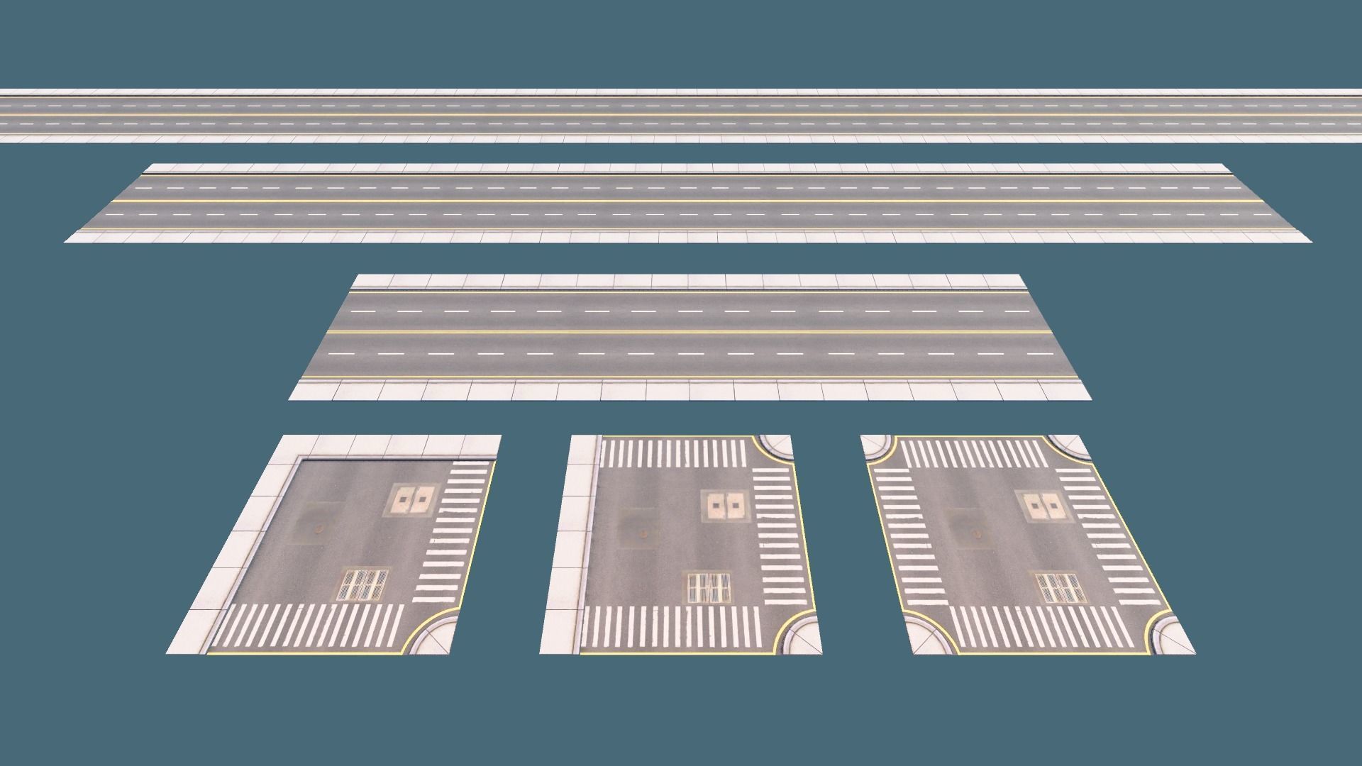 3D model Modular Road pack VR / AR / low-poly | CGTrader