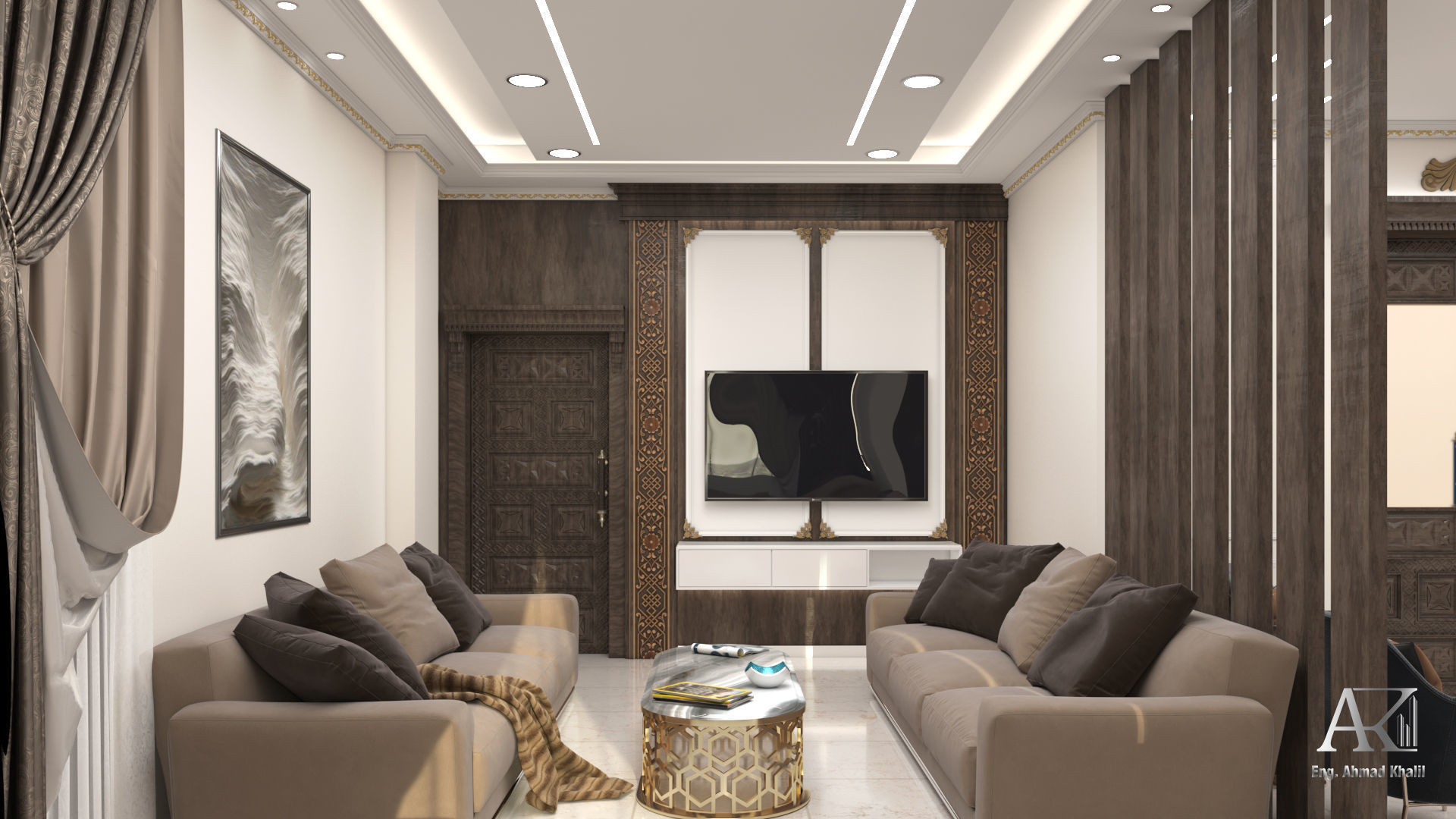 Living Room with reception and dinning table 3D model | CGTrader