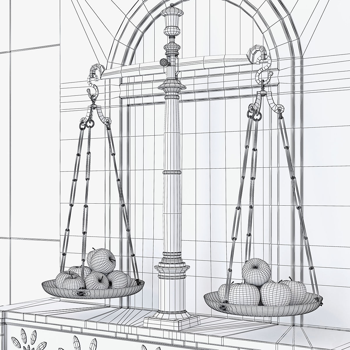 Brass Library Scales and Pedestal 3D model | CGTrader
