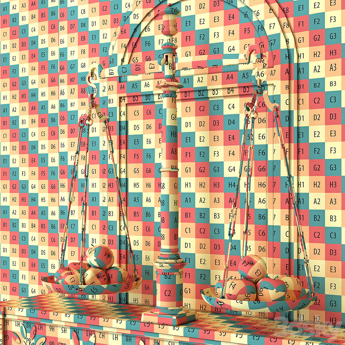 Brass Library Scales and Pedestal 3D model | CGTrader