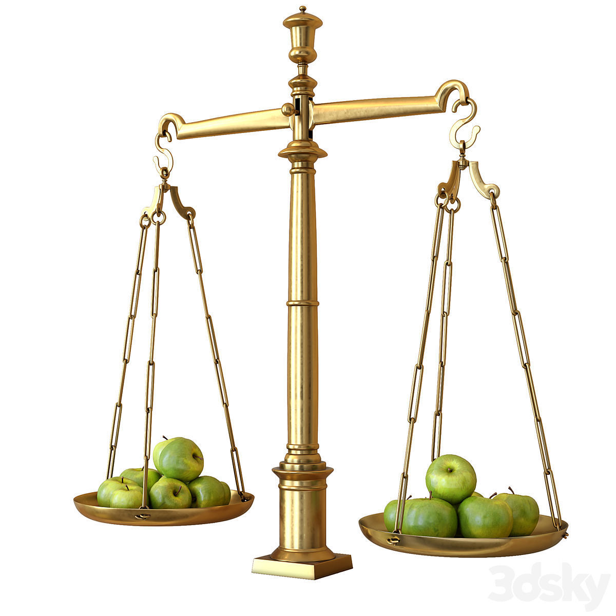 Brass Library Scales and Pedestal 3D model | CGTrader