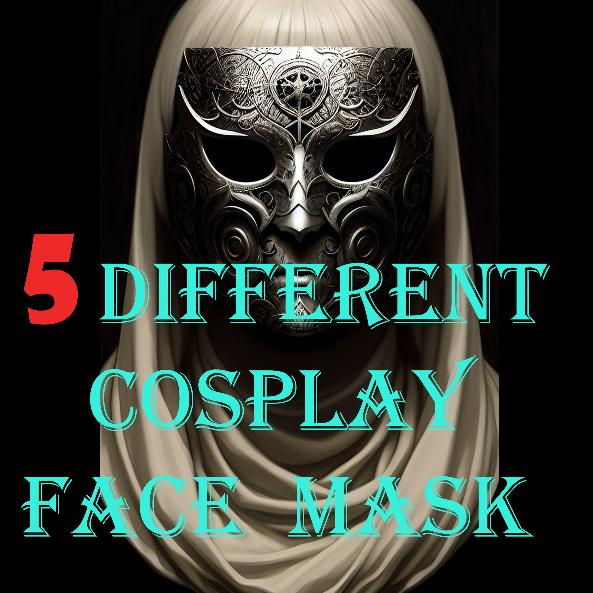 5 DIFFERENT COSPLAY PARTY FACE MASKS 3D model 3D printable | CGTrader