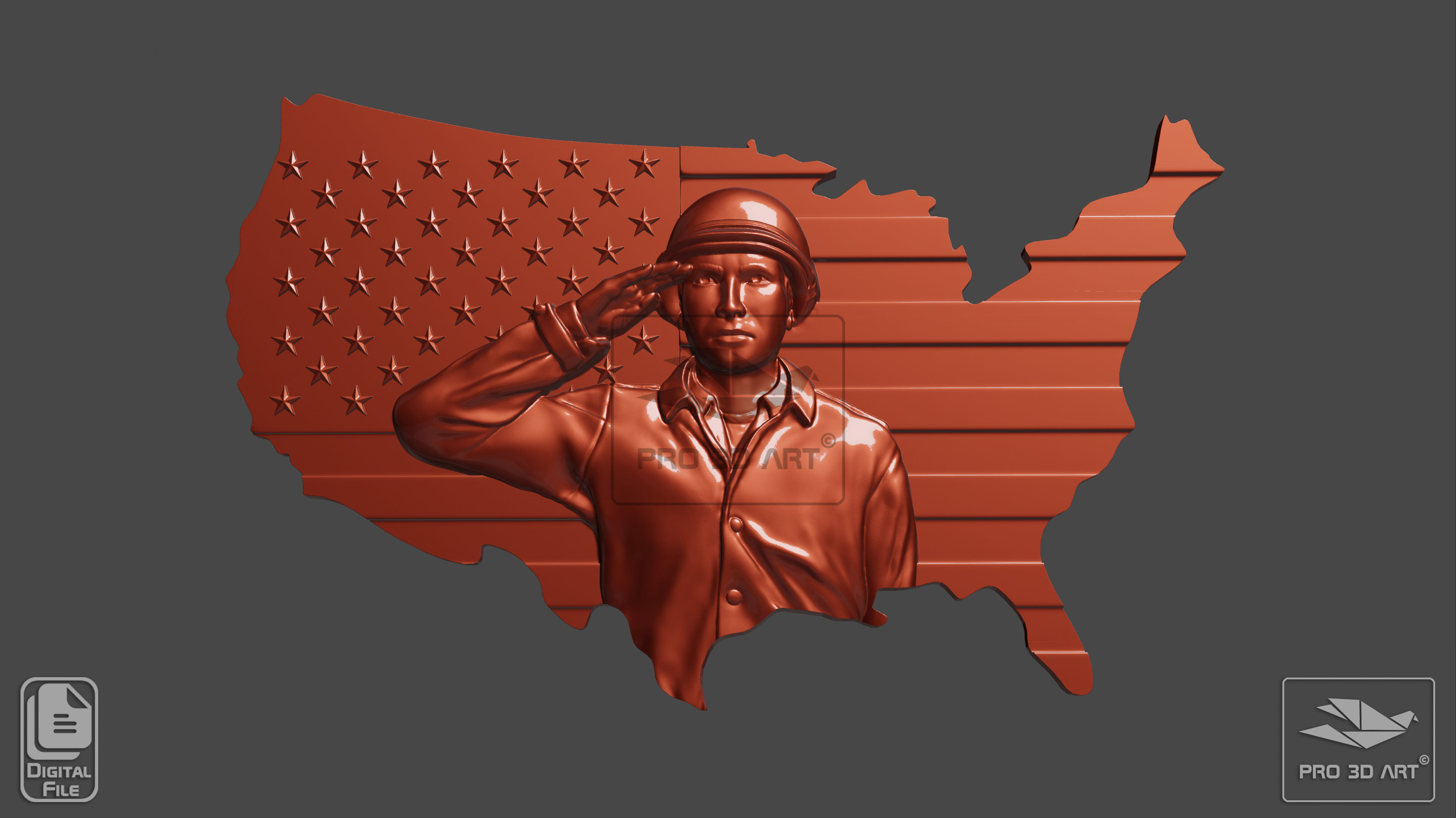 USA Map and Flag - Soldier - CNC Files For Wood - 3D STL Model 3D model ...