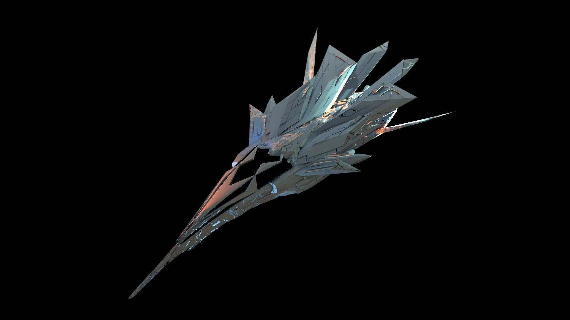 3D model Aircraft Jet Plane Sci-Fi Spaceship Space Ship 02 VR / AR ...