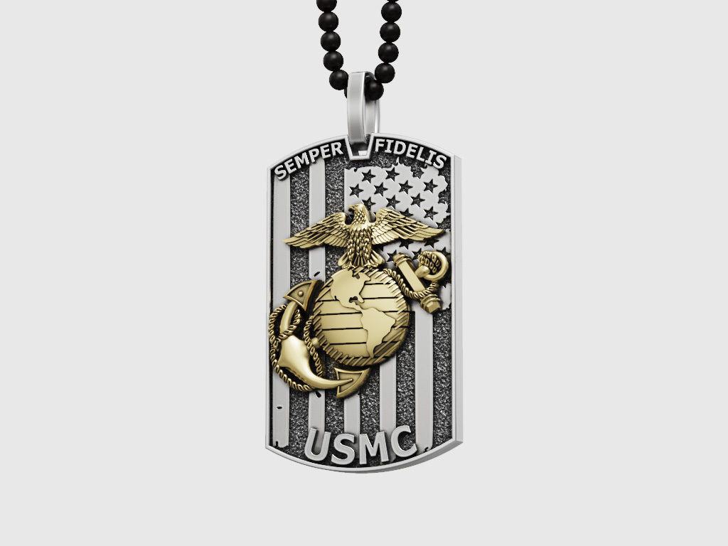 USMC pendant stars and stripes flag 3D model 3D printable | CGTrader