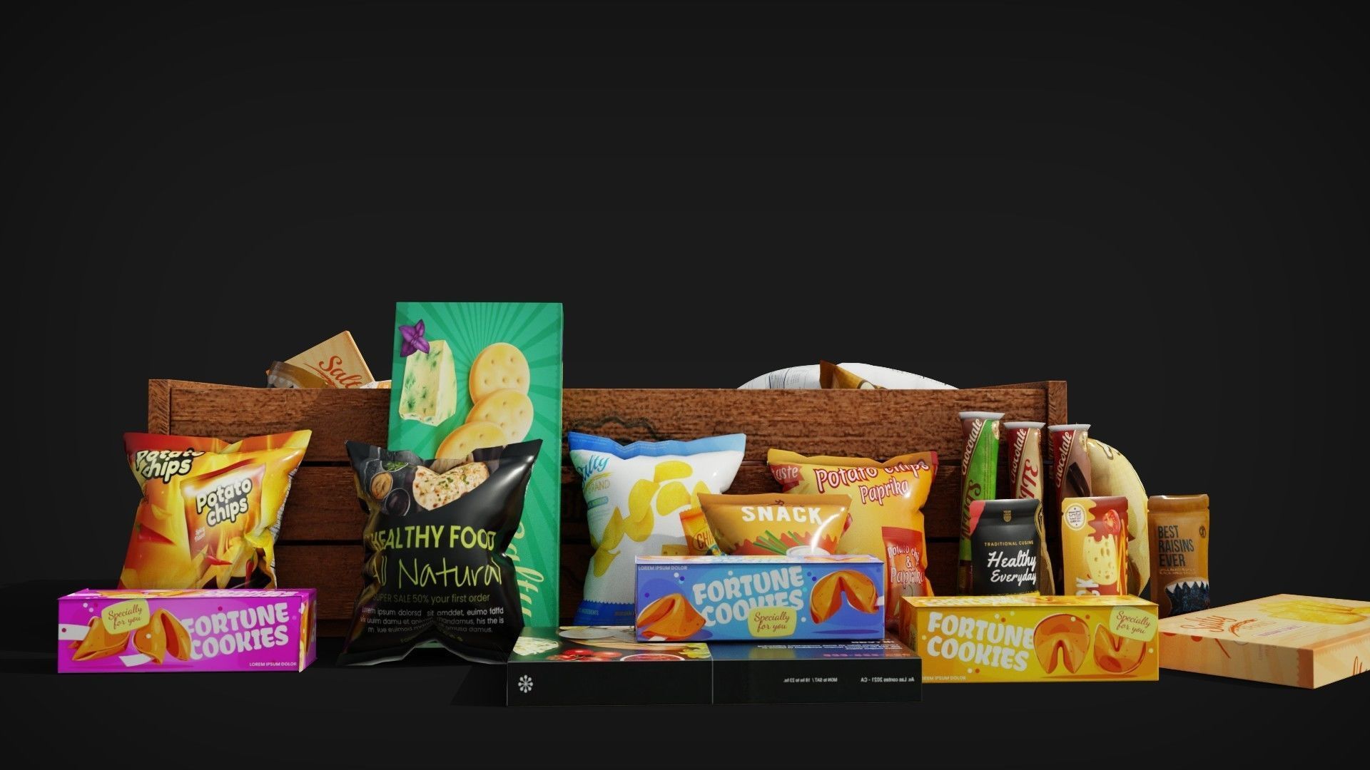 3D model Snack food packaging VR / AR / low-poly | CGTrader