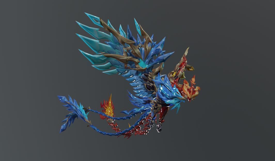 Twin Head Phoenix Fire And Blue 3D model animated rigged | CGTrader