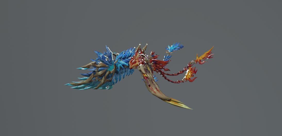 Twin Head Phoenix Fire And Blue 3D model animated rigged | CGTrader