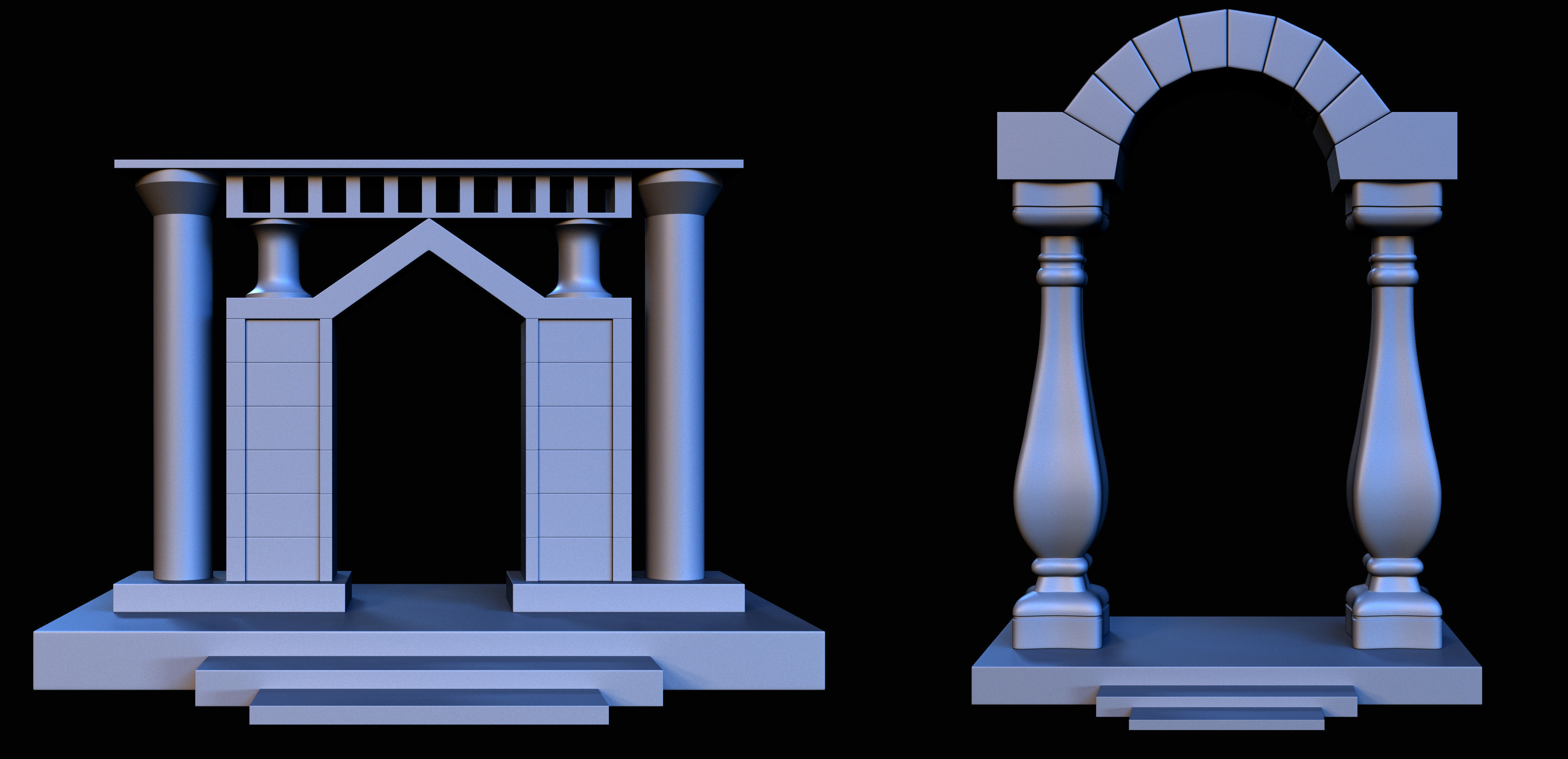 3D model 35 Arch Base Mesh Pack VR / AR / low-poly | CGTrader