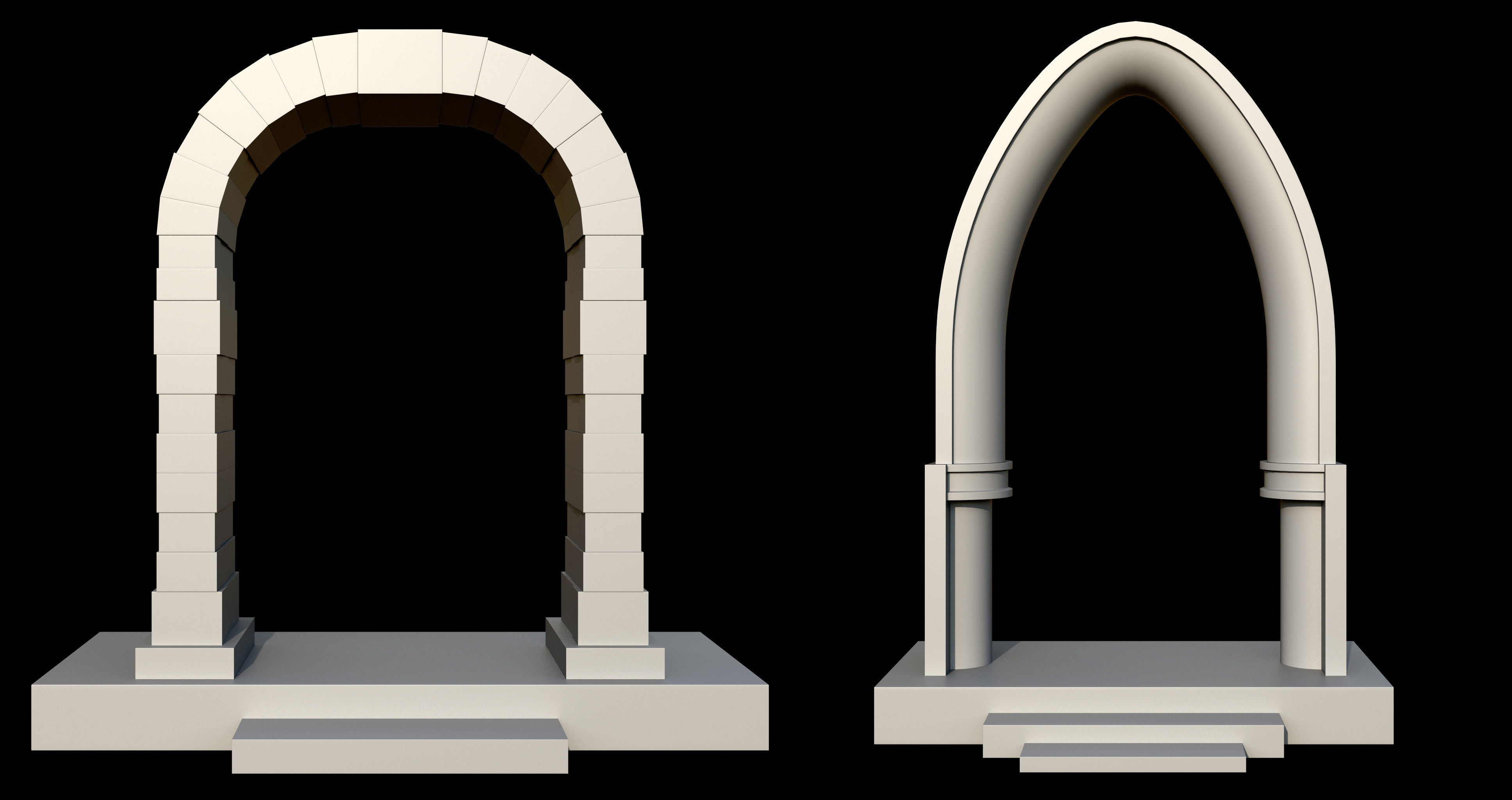 3D model 35 Arch Base Mesh Pack VR / AR / low-poly | CGTrader