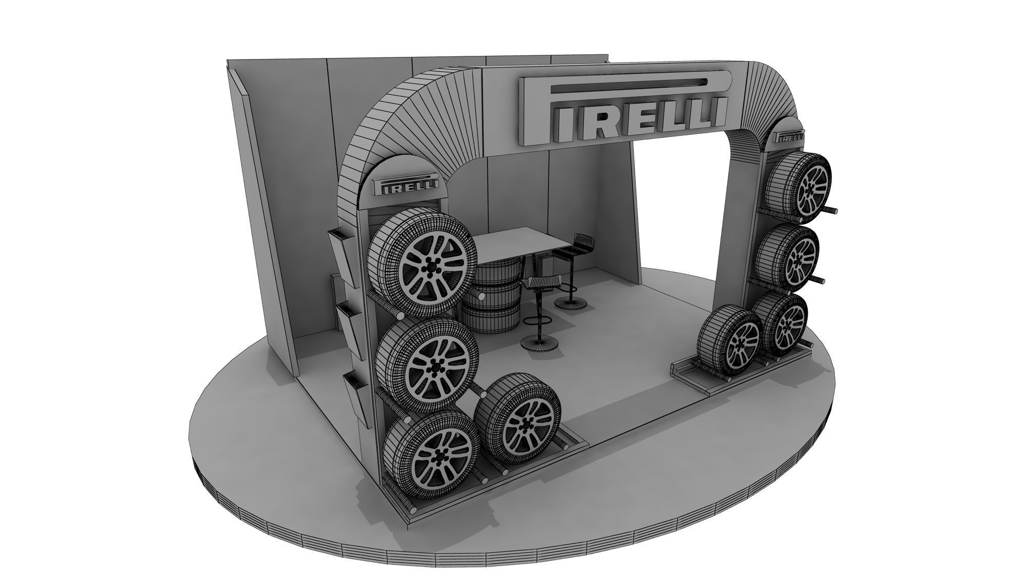 Pirelli Tire Expo Stand 3 units 3D model | CGTrader