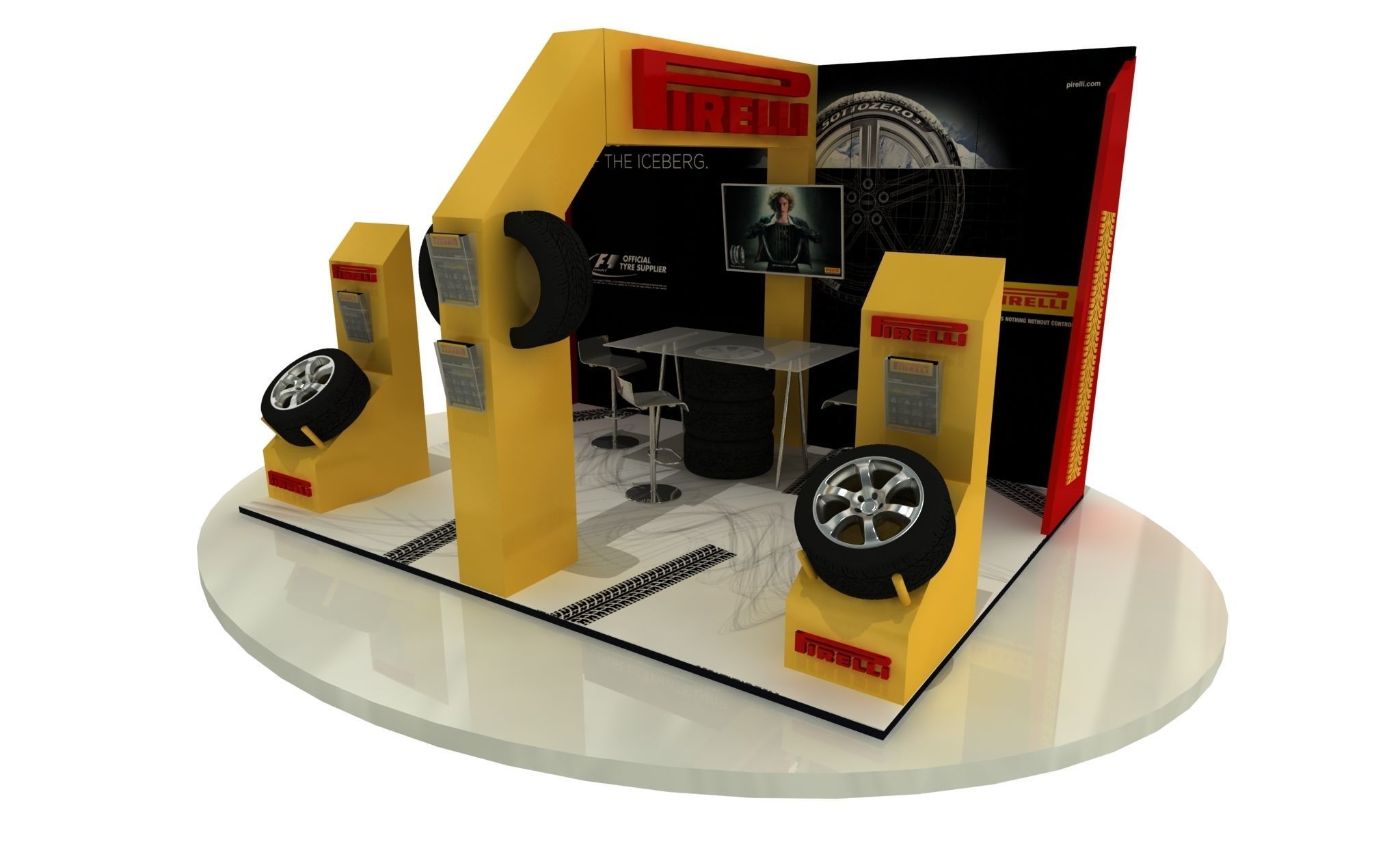 Pirelli Tire Expo Stand 3 units 3D model | CGTrader