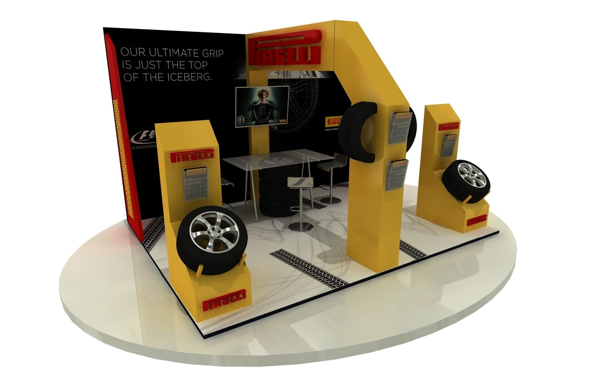 Pirelli Tire Expo Stand 3 units 3D model | CGTrader