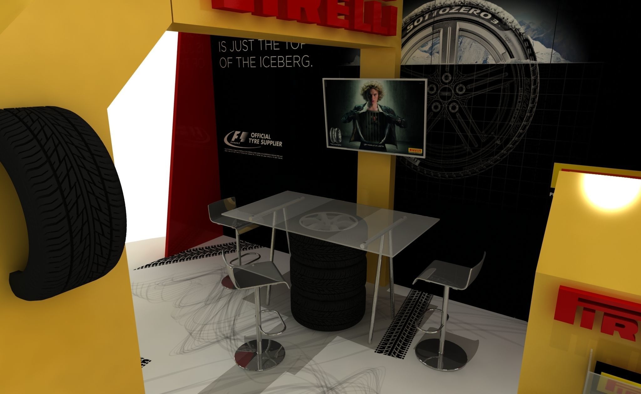 Pirelli Tire Expo Stand 3 units 3D model | CGTrader