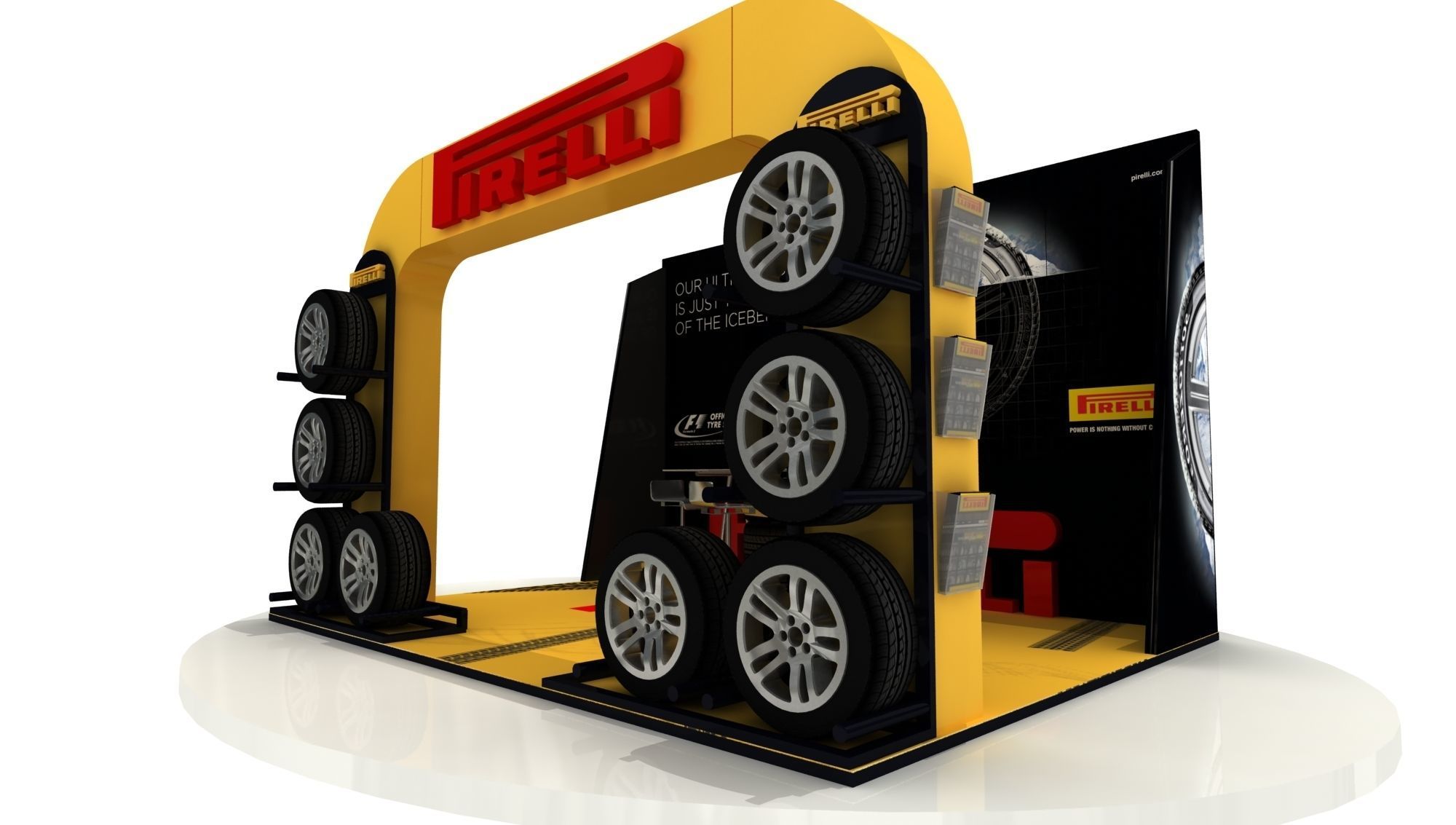 Pirelli Tire Expo Stand 3 units 3D model | CGTrader