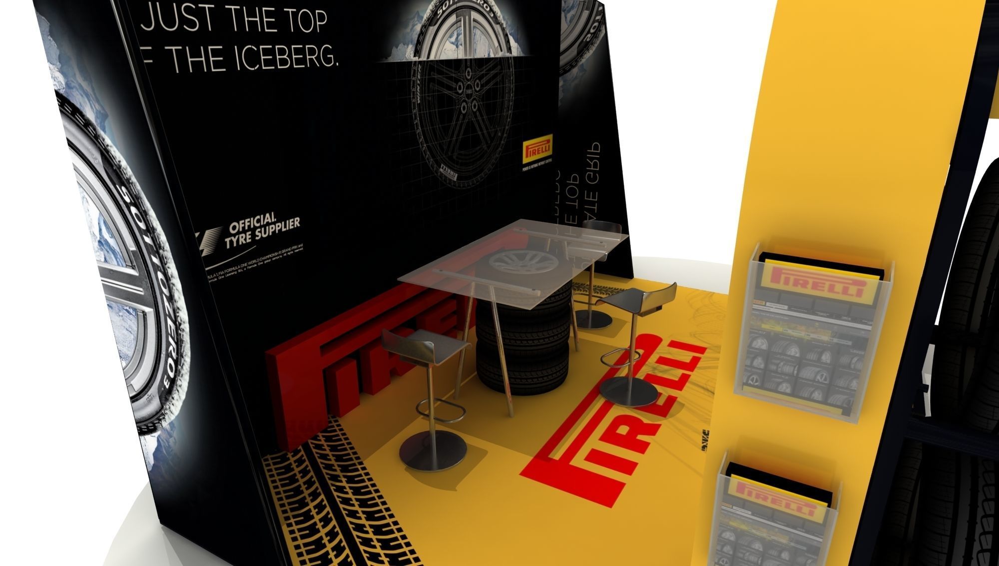 Pirelli Tire Expo Stand 3 units 3D model | CGTrader
