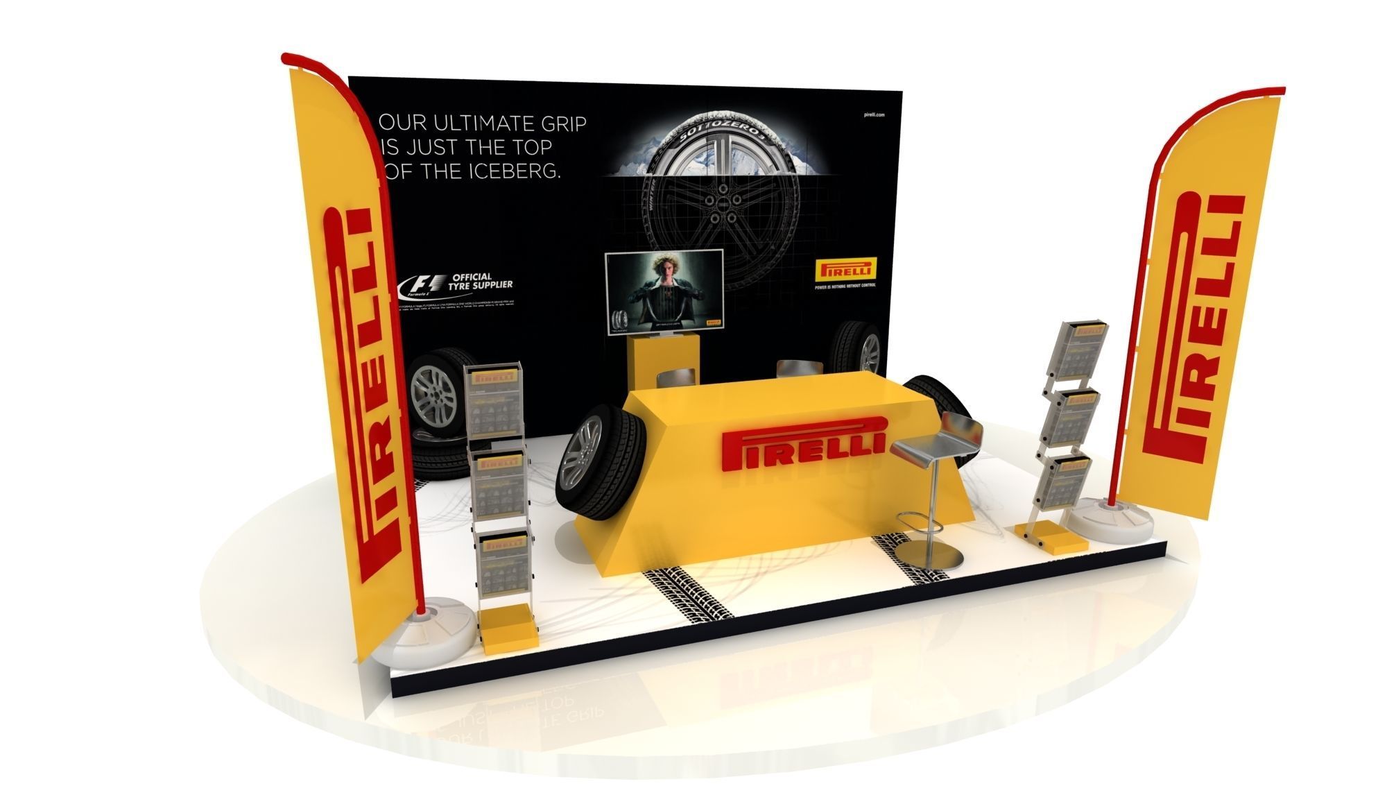 Pirelli Tire Expo Stand 3 units 3D model | CGTrader