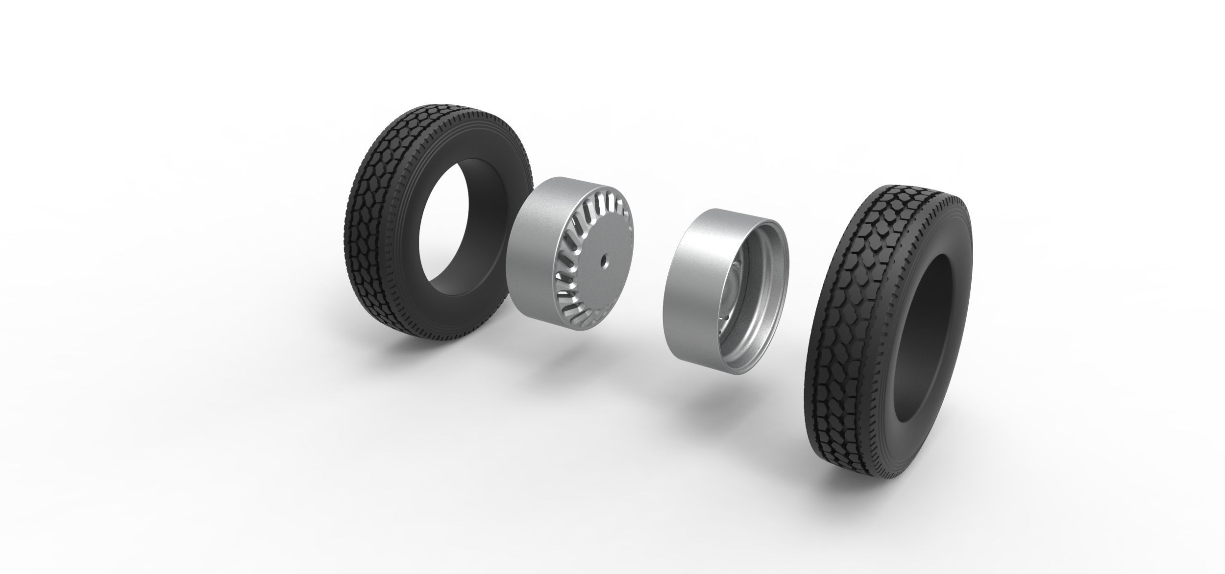 Rear custom wheel of semi truck Version 13 Scale 1 to 25 3D model 3D ...