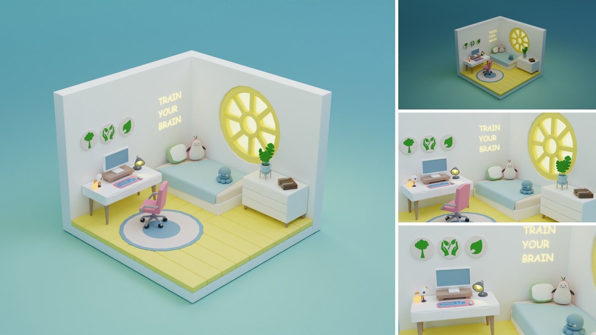 3D model Cozy Cartoon Rooms Interior 2 VR / AR / low-poly | CGTrader