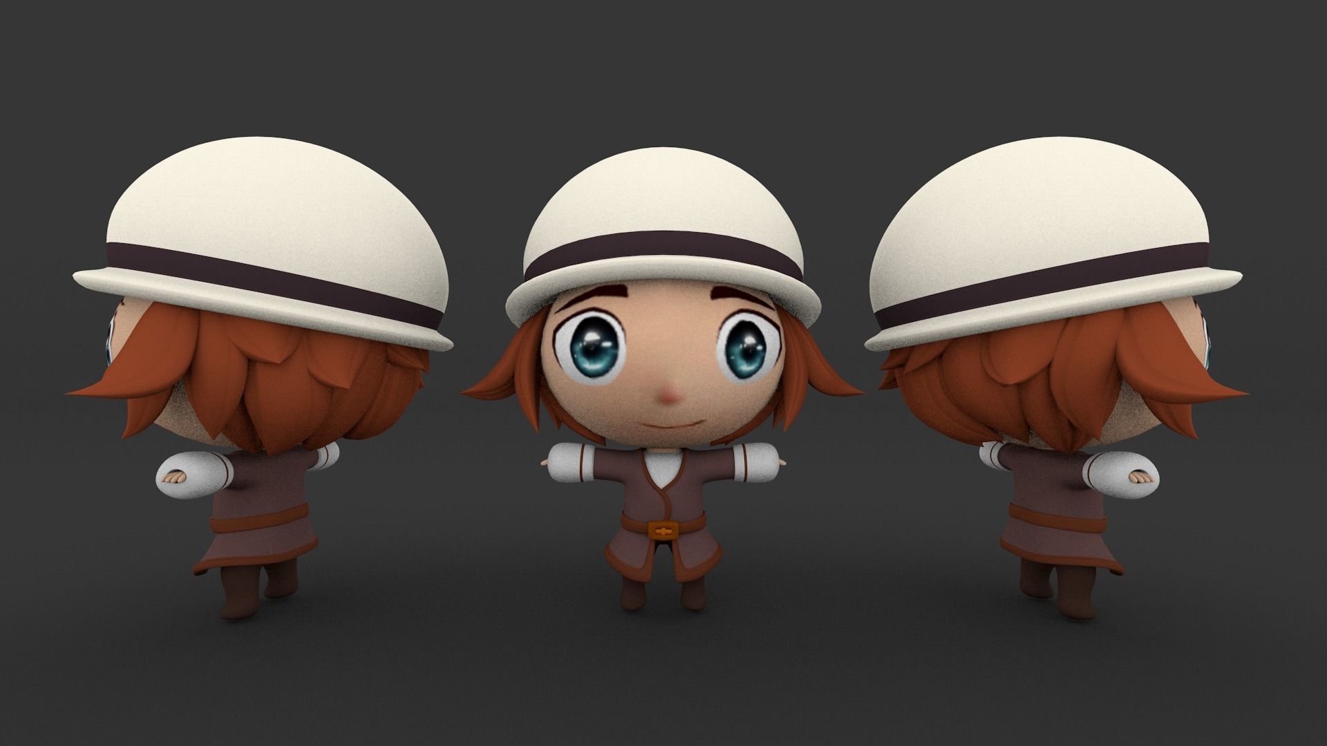 japanese Chibi anime girl character construction kung fu 3D model ...
