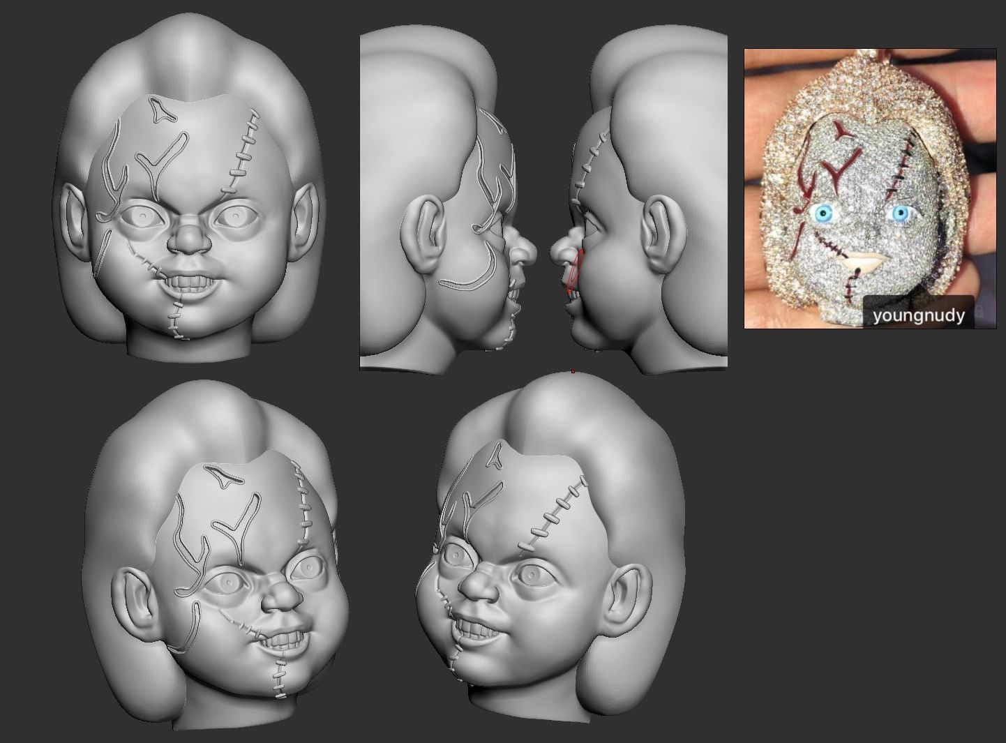 Chucky face pendant 3D model 3D printable | CGTrader