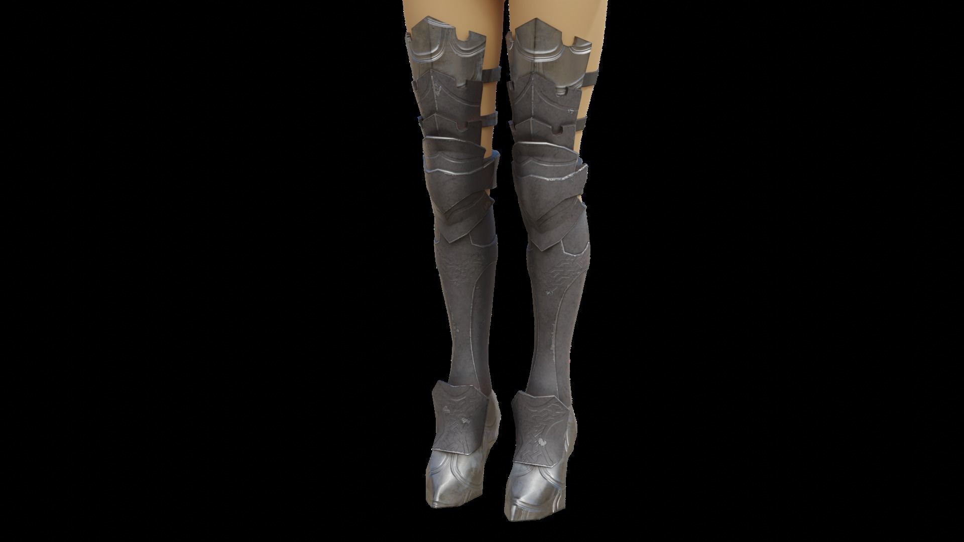 3D model Valkyrie Warrior leg armor female lowpoly game asset VR / AR ...