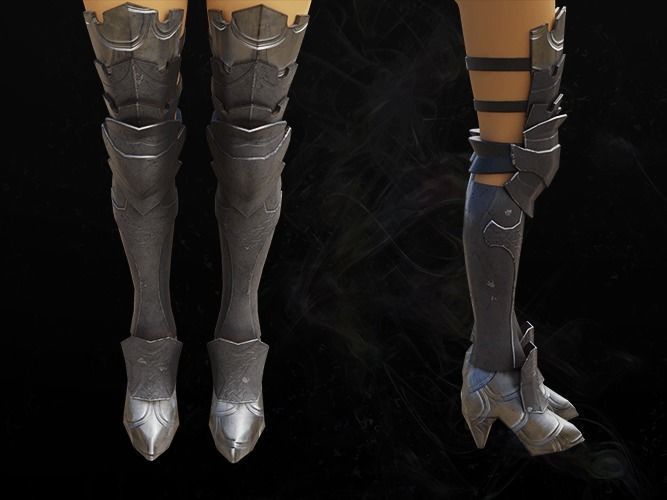 3D model Valkyrie Warrior leg armor female lowpoly game asset VR / AR ...