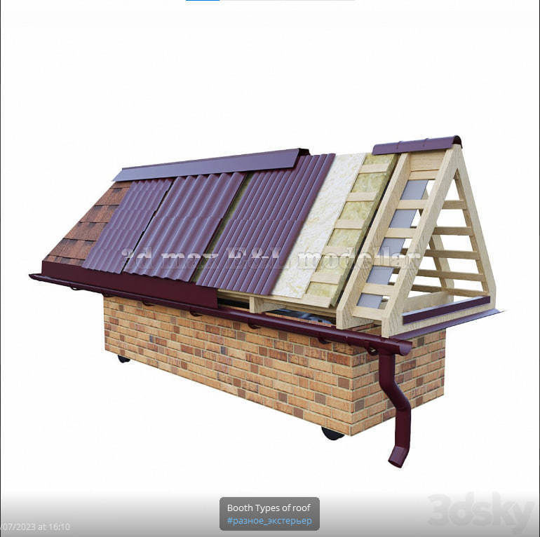 Booth Types of roof 3D model 3D printable | CGTrader