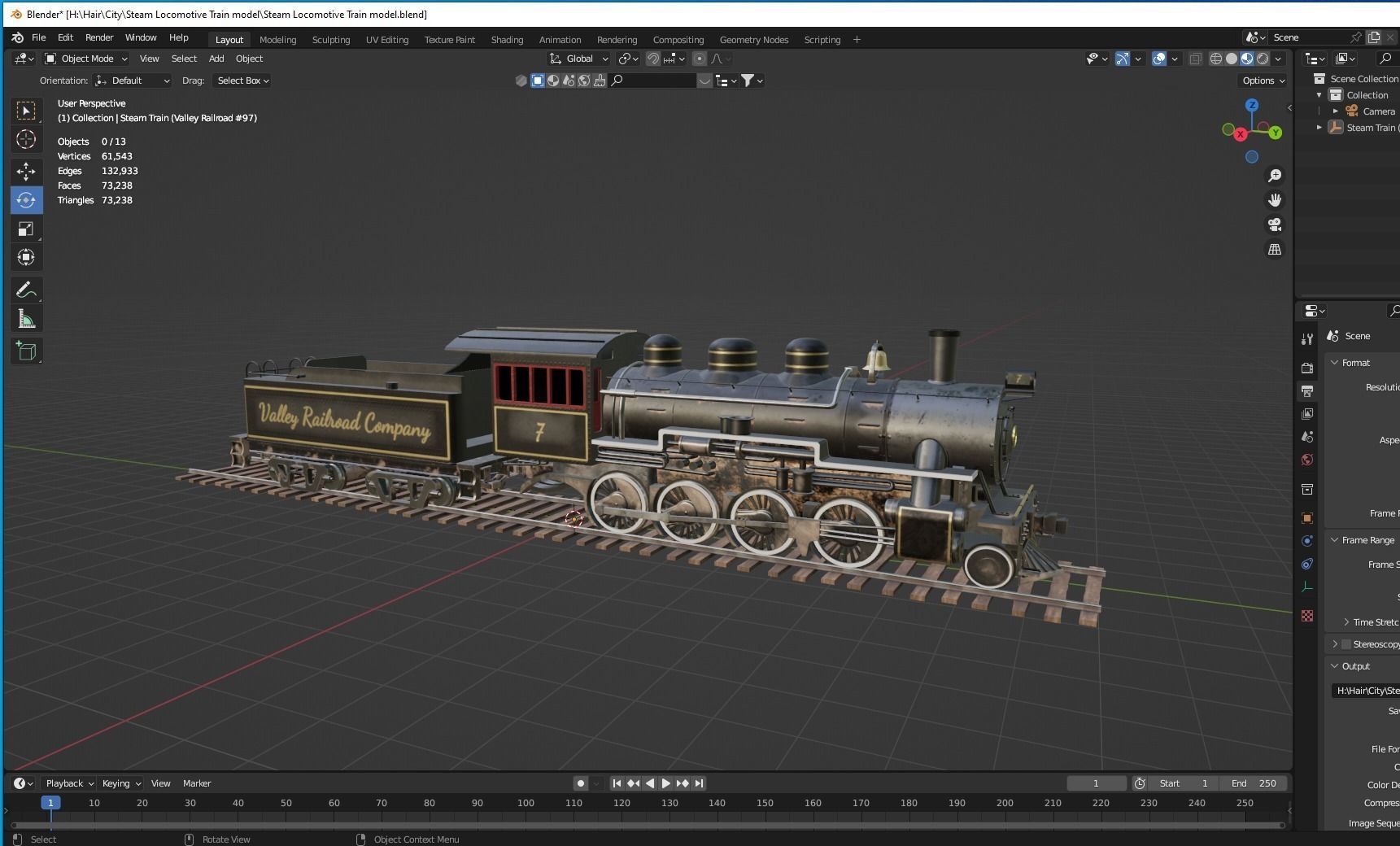 Steam Locomotive Train model 3D model | CGTrader