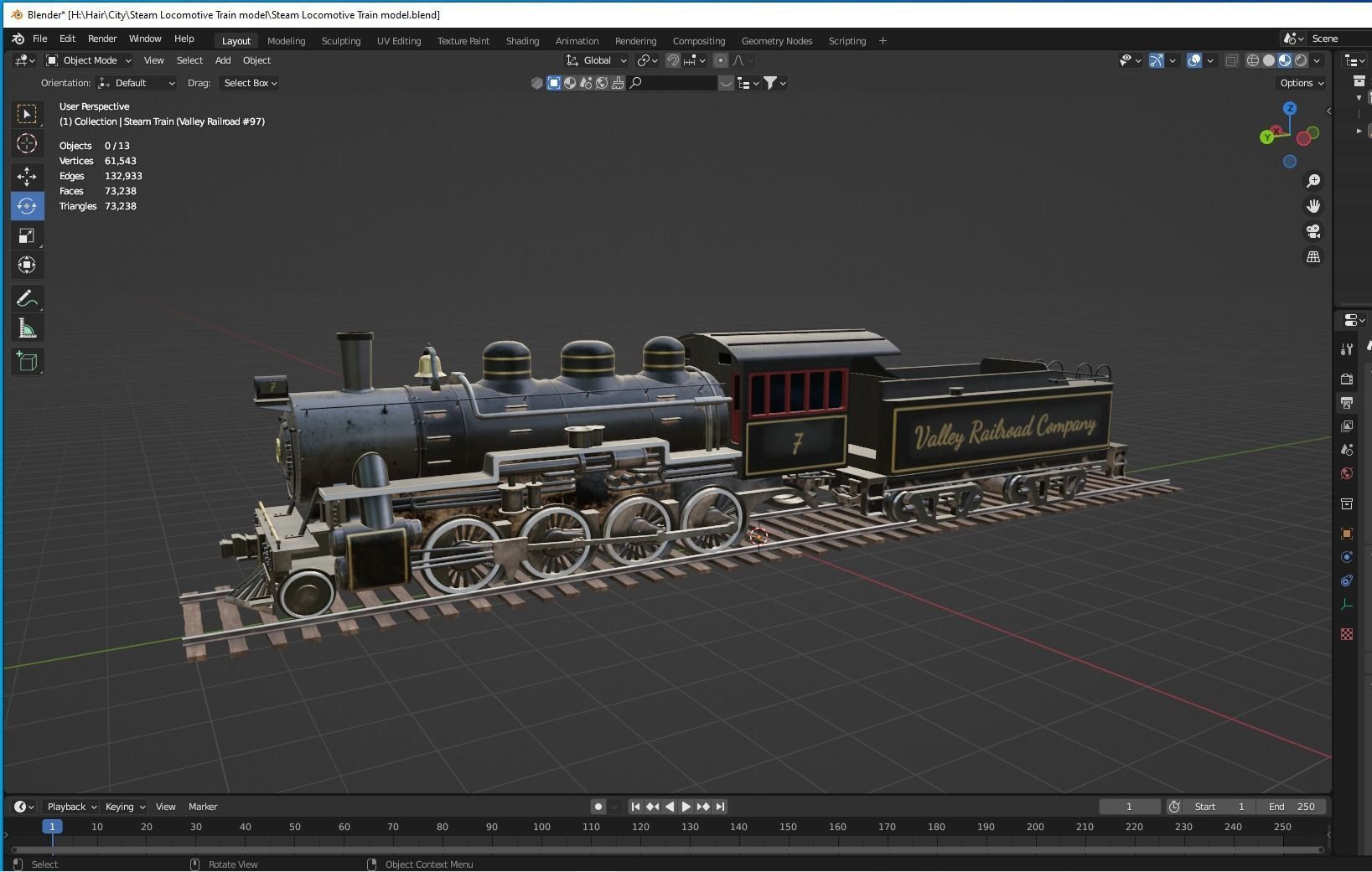 Steam Locomotive Train model 3D model | CGTrader