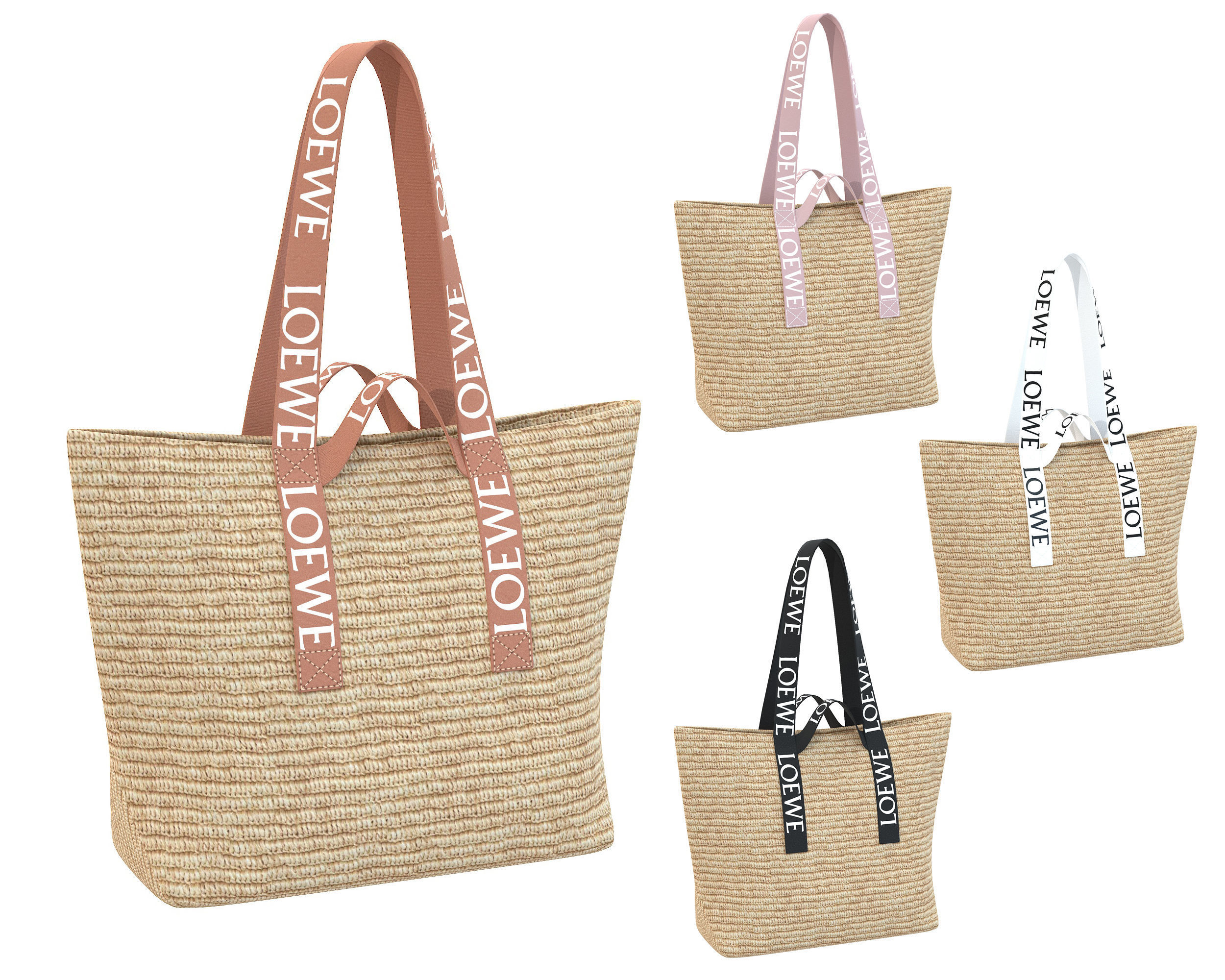 3D model Loewe Fold Raffia Shopper Bag VR / AR / low-poly | CGTrader
