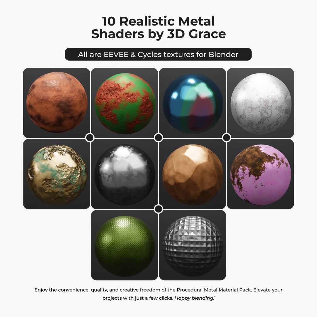 10 Realistic Metal Shaders by 3D Grace Texture | CGTrader