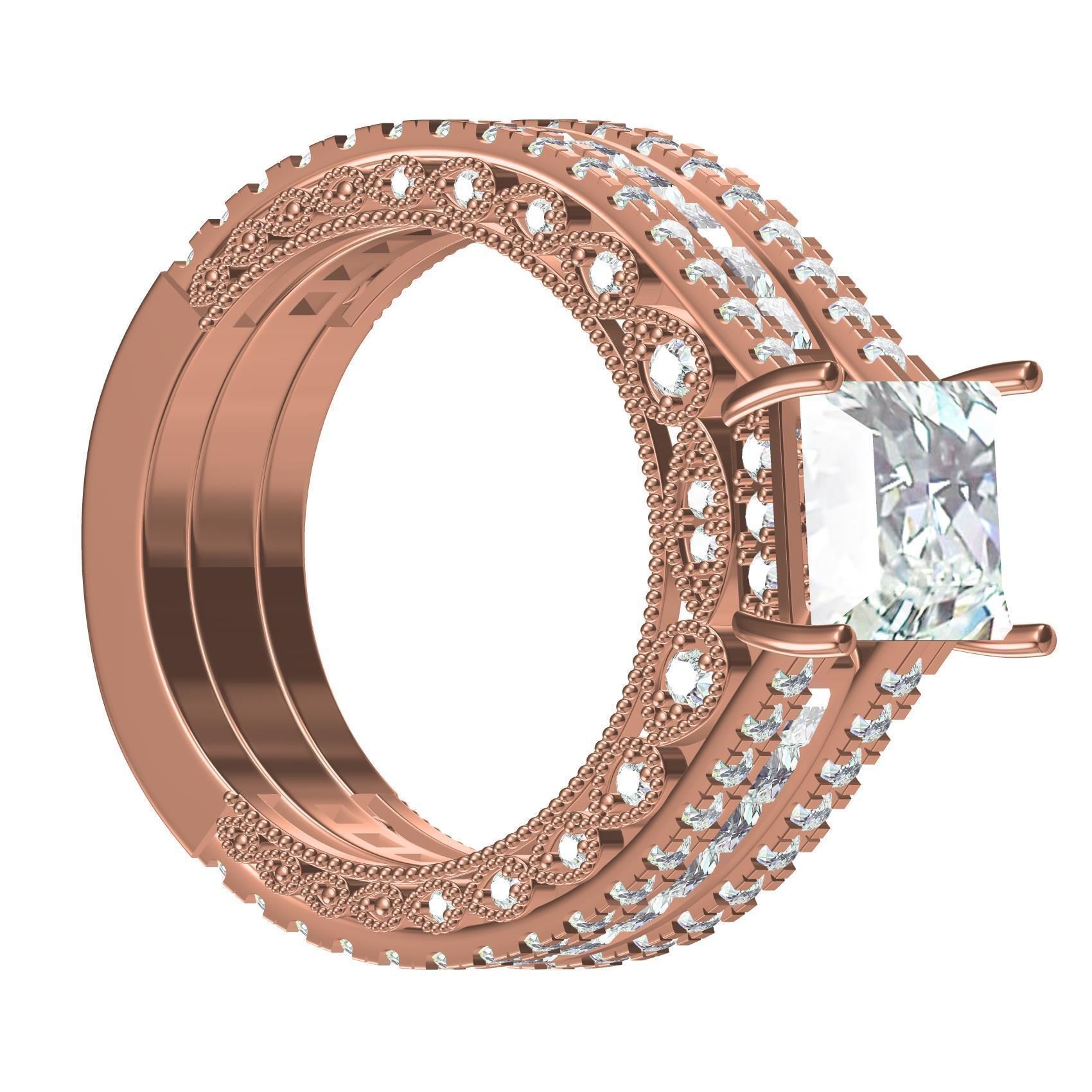 Unique Luxury Princess Ring Ret for Women 3D model 3D printable | CGTrader